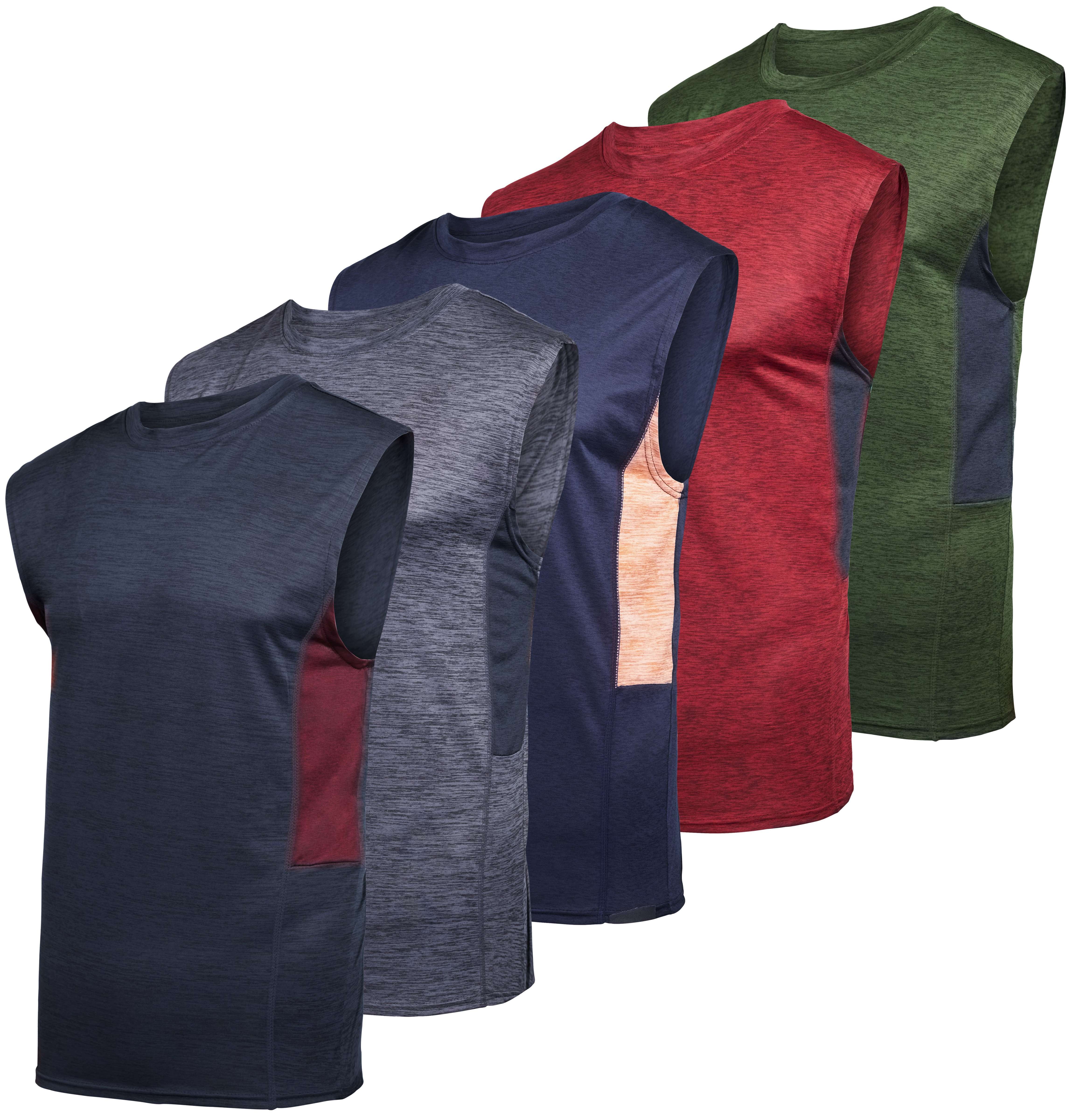 Real Essentials 3 & 5 Pack: Men's Dry-Fit Active Muscle Tank Top ...
