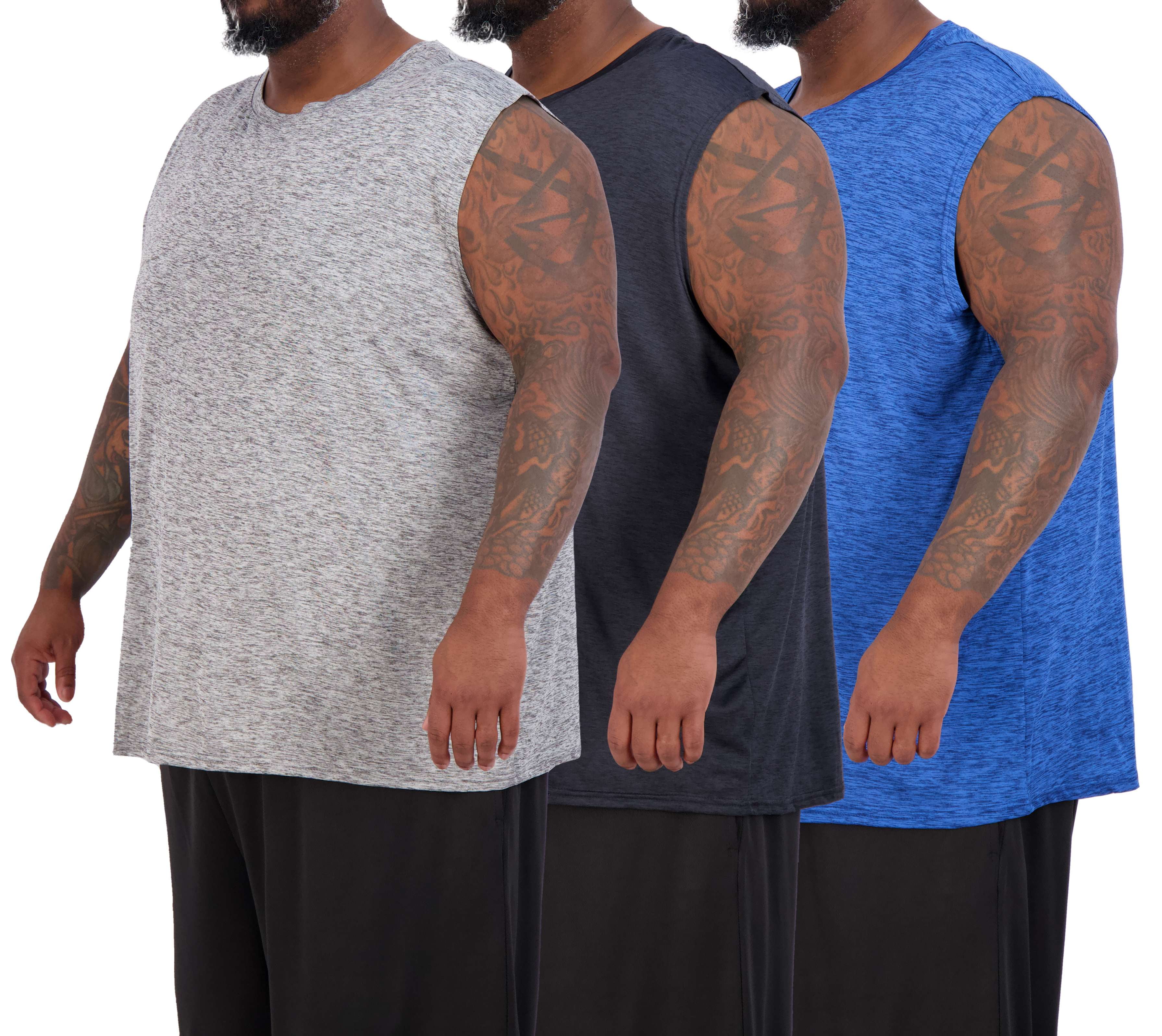 Real Essentials 3 & 5 Pack: Men's Dry-Fit Active Muscle Tank Top ...