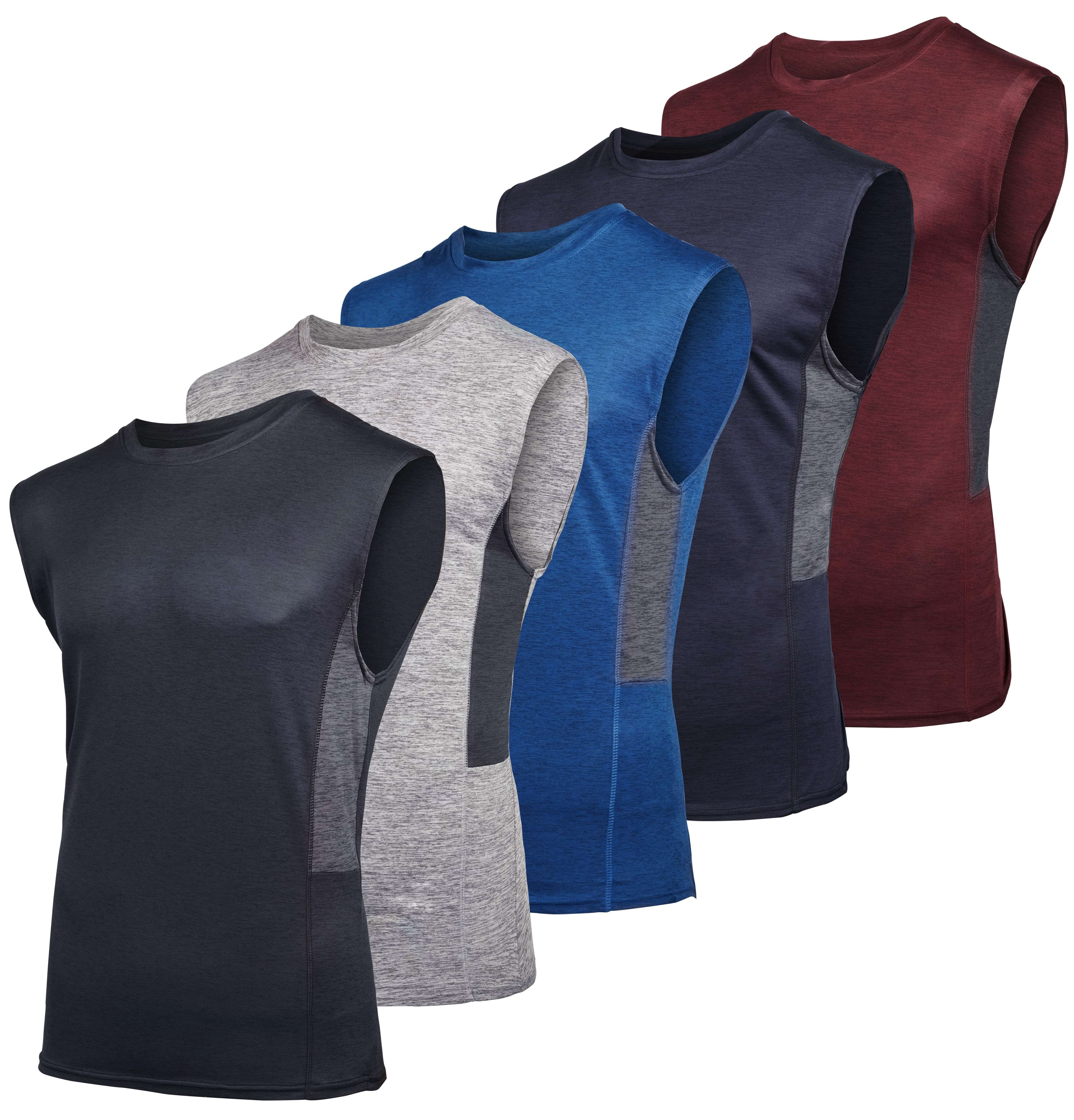 Real Essentials 3 & 5 Pack: Men's Dry-Fit Active Muscle Tank Top ...