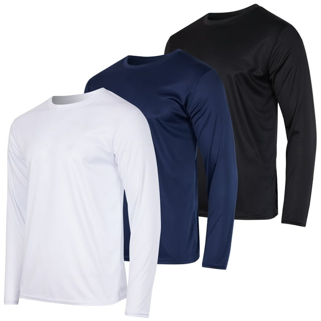 Real Essentials Men's 3 Pack: Mesh Athletic Long Sleeve T-Shirts with ...