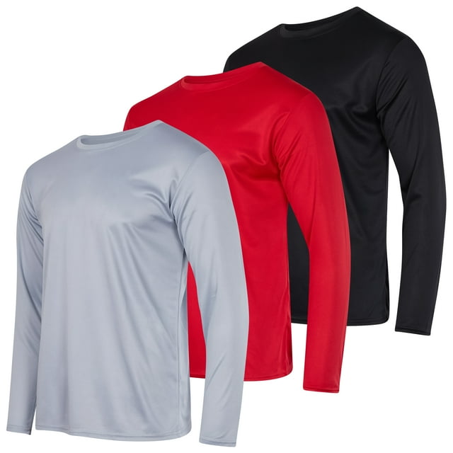 Real Essentials 3 & 5 Pack: Men's Mesh Quick Dry Athletic Long Sleeve T ...