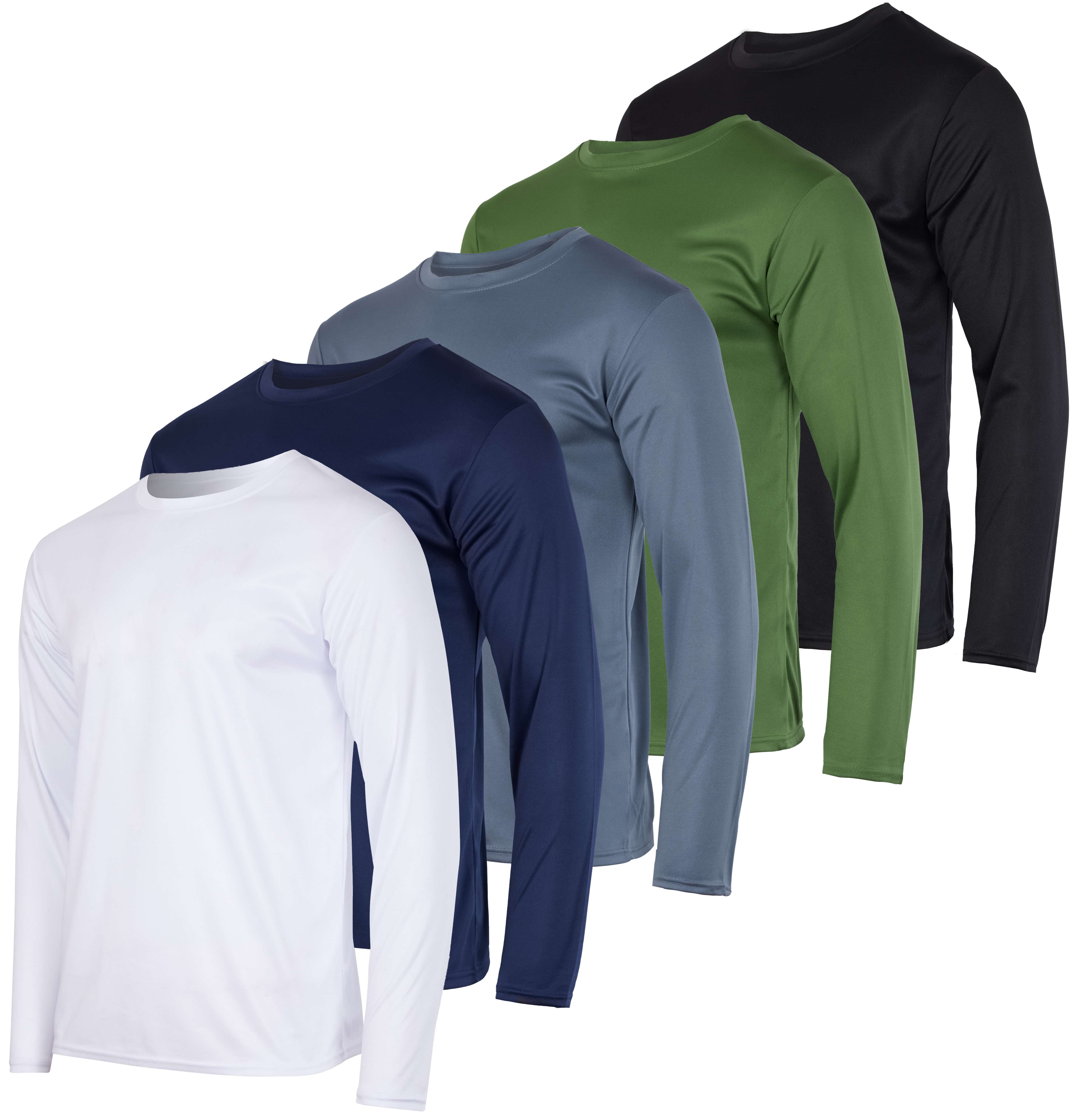 Real Essentials 3 & 5 Pack: Men's Mesh Quick Dry Athletic Long Sleeve T ...
