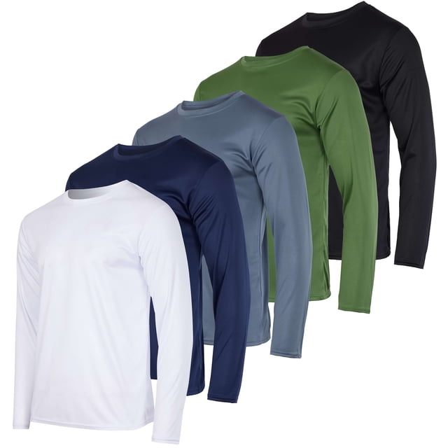 Real Essentials 3 & 5 Pack: Men's Mesh Quick Dry Athletic Long Sleeve T ...