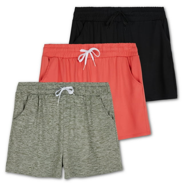 Real Essentials 3 Pack: Athletic Lounge Shorts for Women - Casual Sweat ...
