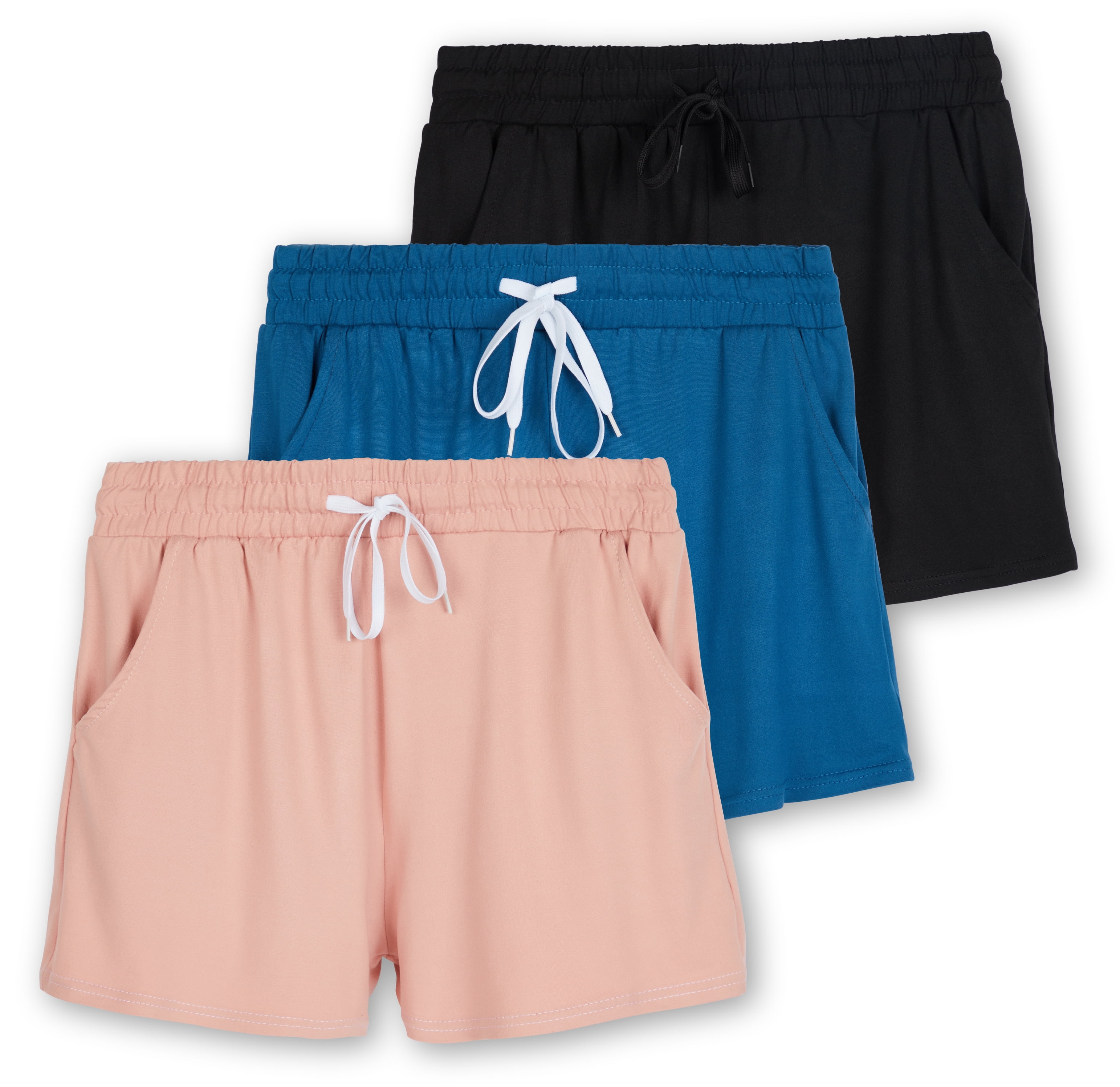 Real Essentials 3 Pack: Athletic Lounge Shorts for Women - Casual Sweat ...