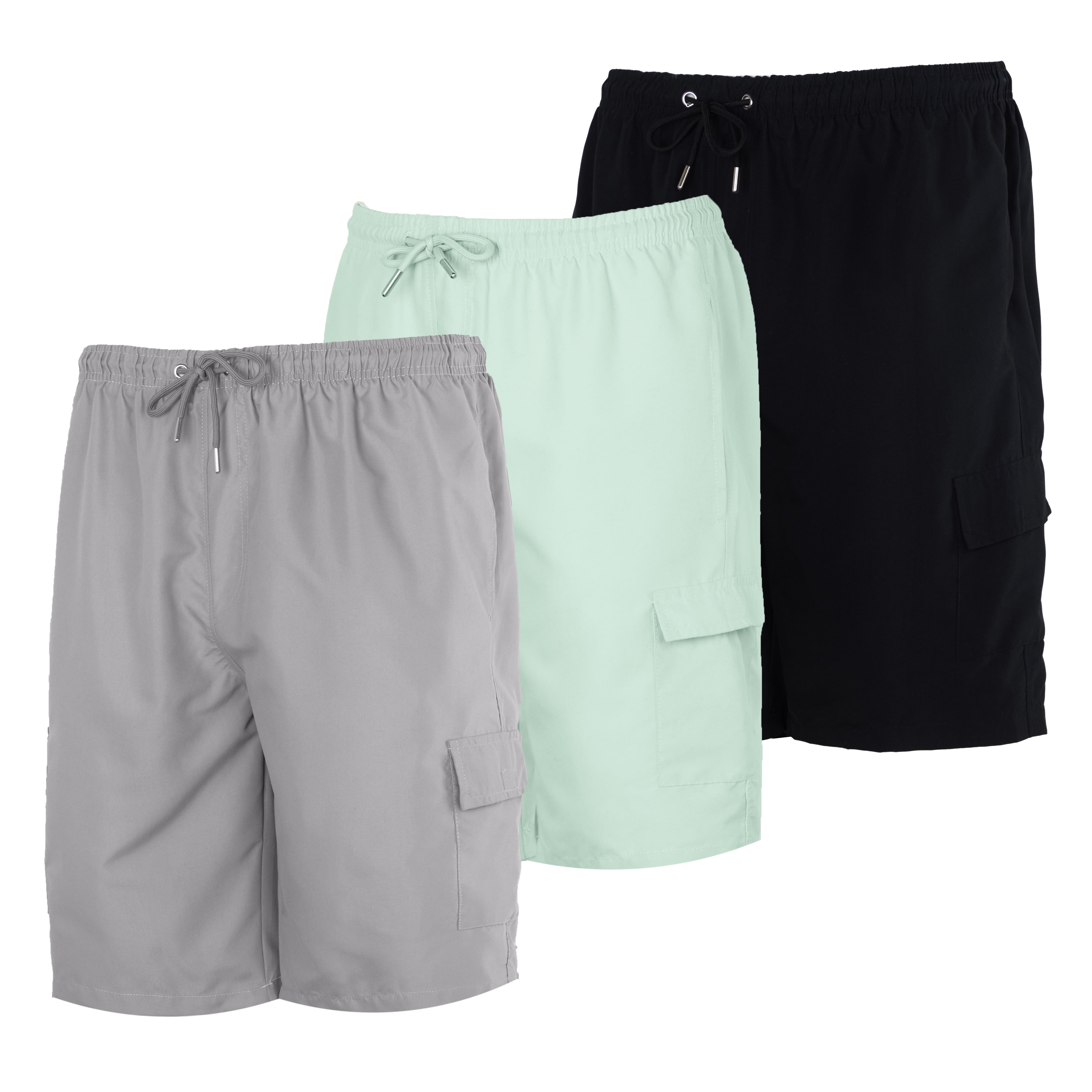 Real Essentials 3 Pack: Boy's Swim Trunks with Cargo Pockets & Mesh ...