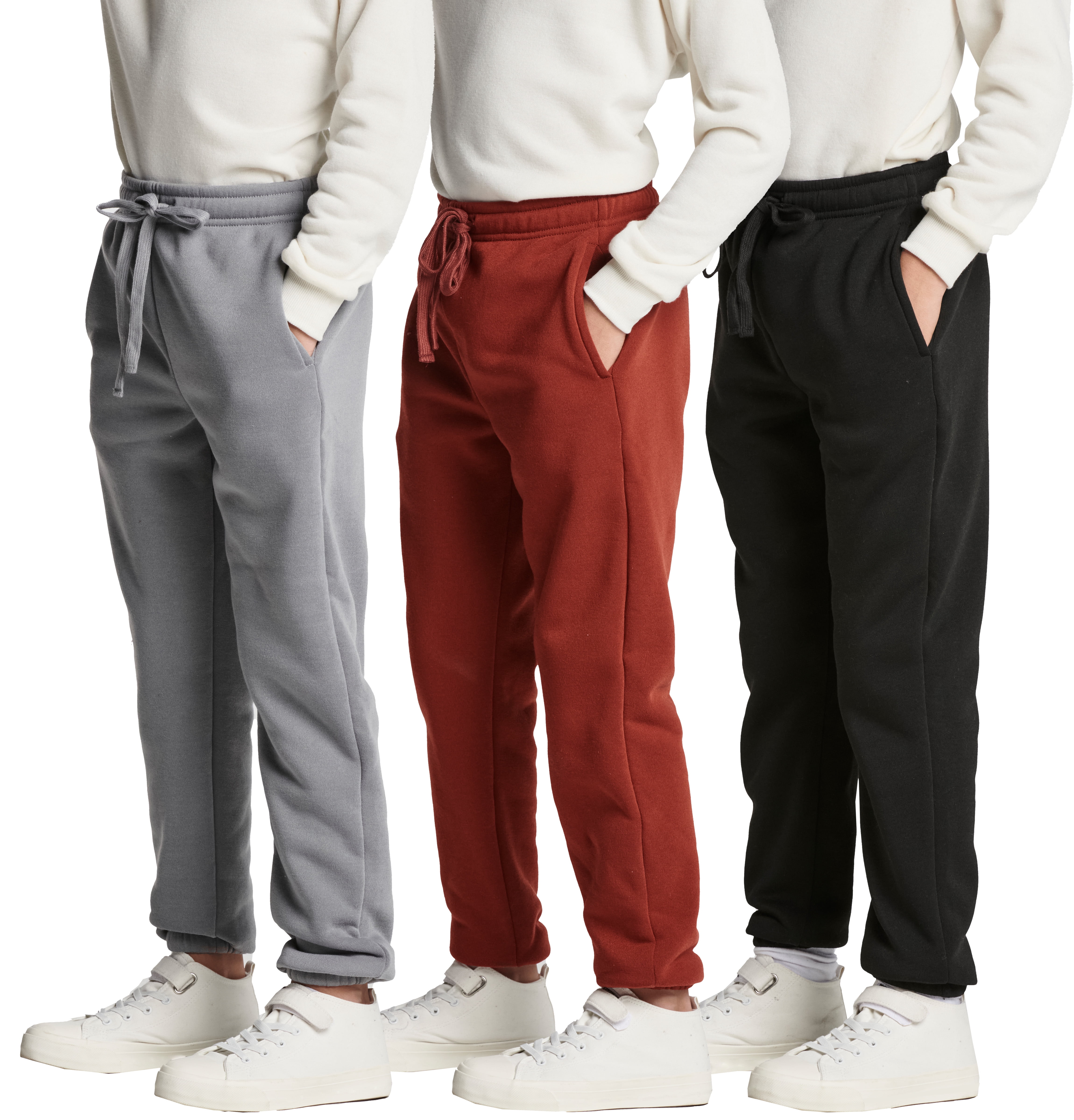 Real Essentials 3 Pack: Boys Tech Fleece Jogger Sweatpants With Pockets ...