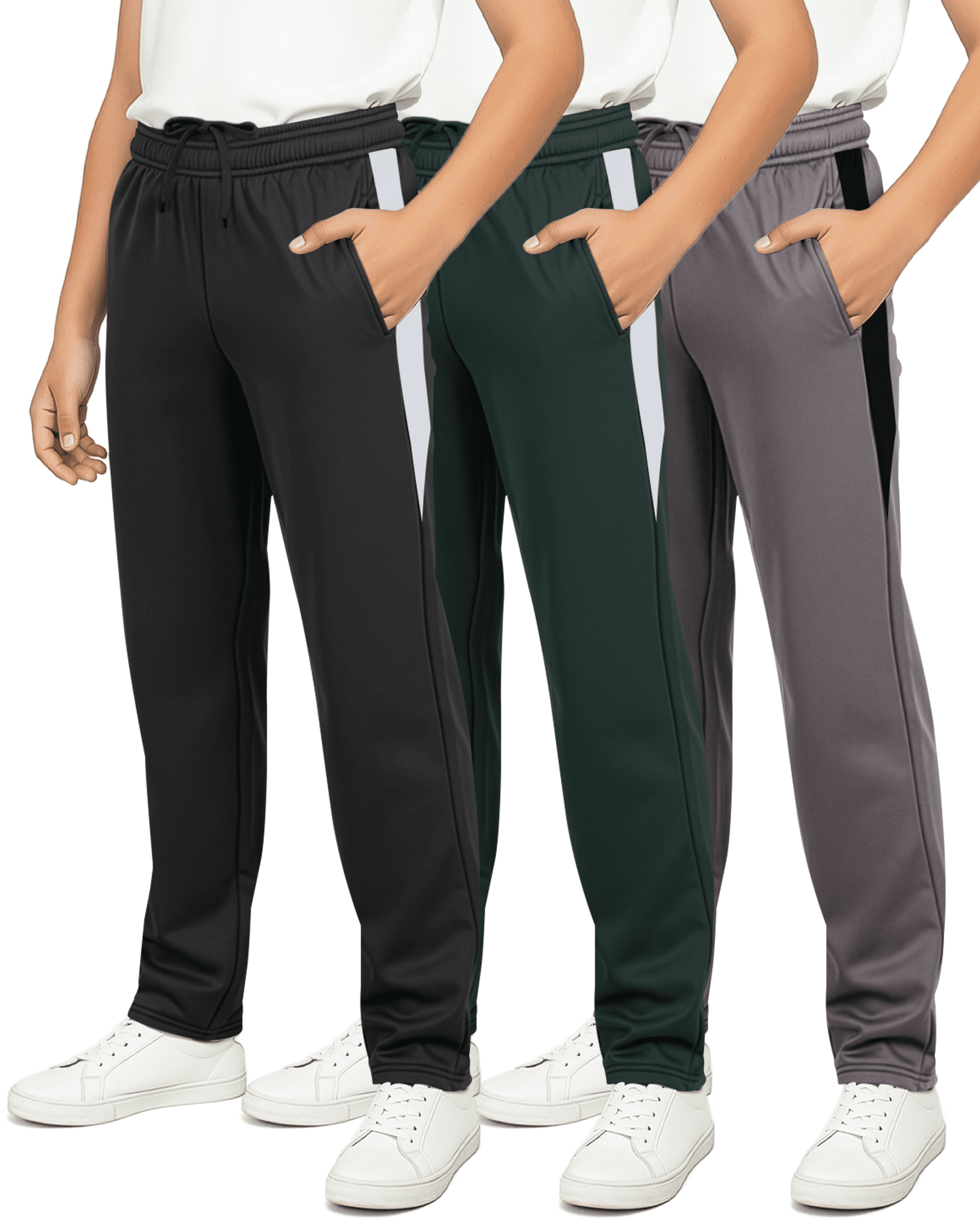 Walmart 3 Pack: Boys' Athletic Tricot Sweatpants with Pockets, Quick ...