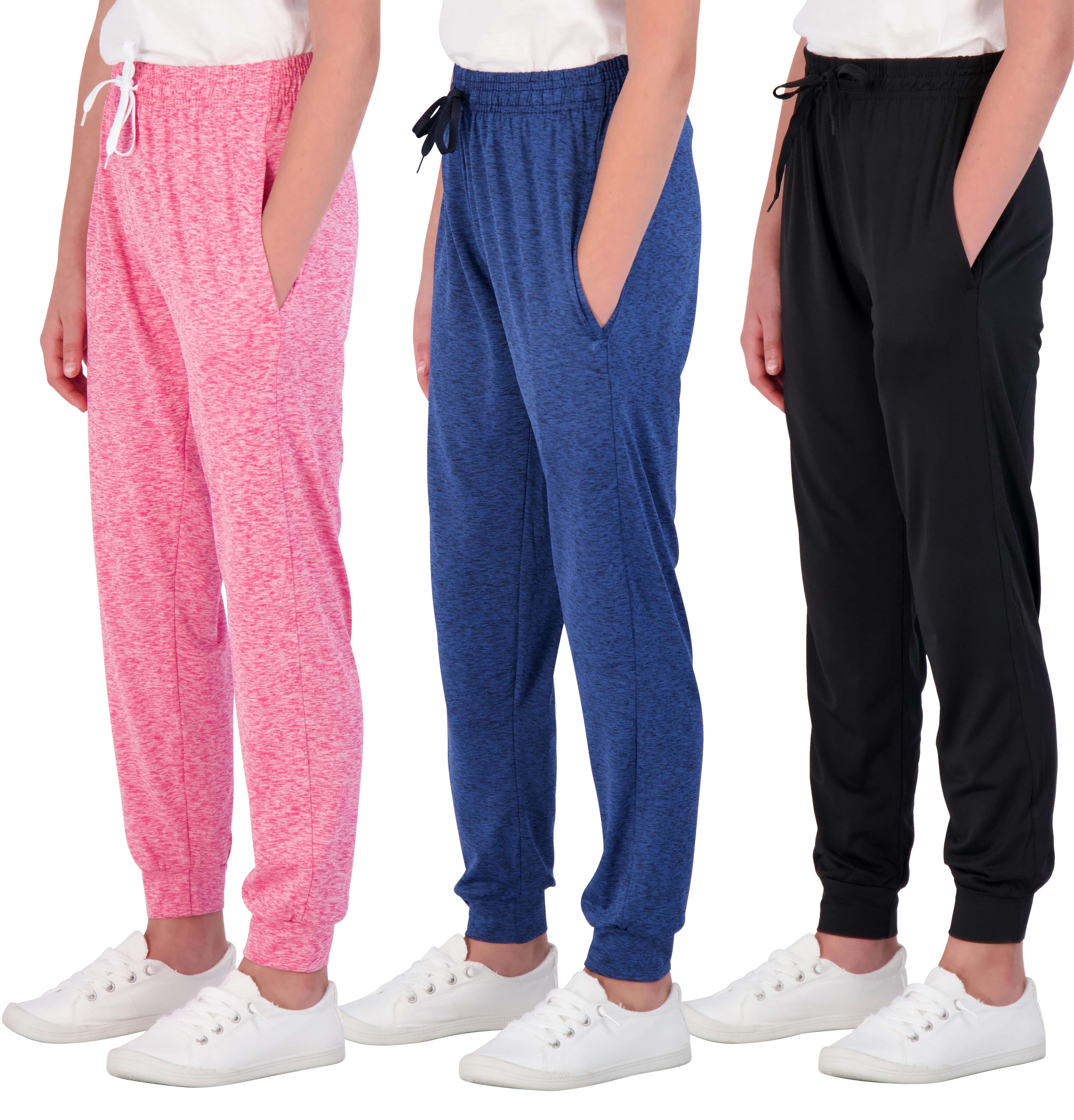 Real Essentials Girls' Dry-Fit Sweatpants Multipack, Jogger Style ...