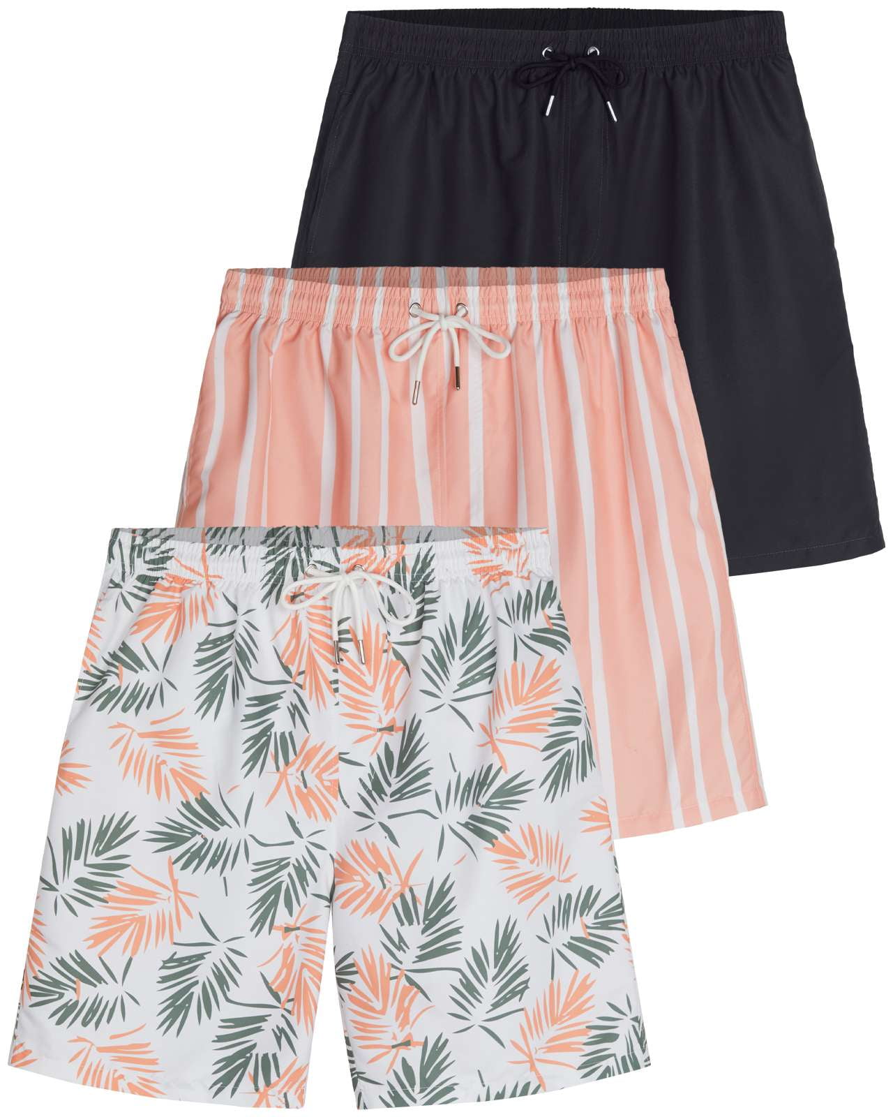 Real Essentials Men's 7" Quick-Dry Swim Trunk, 3 Pack, Mesh Lining, Big ...