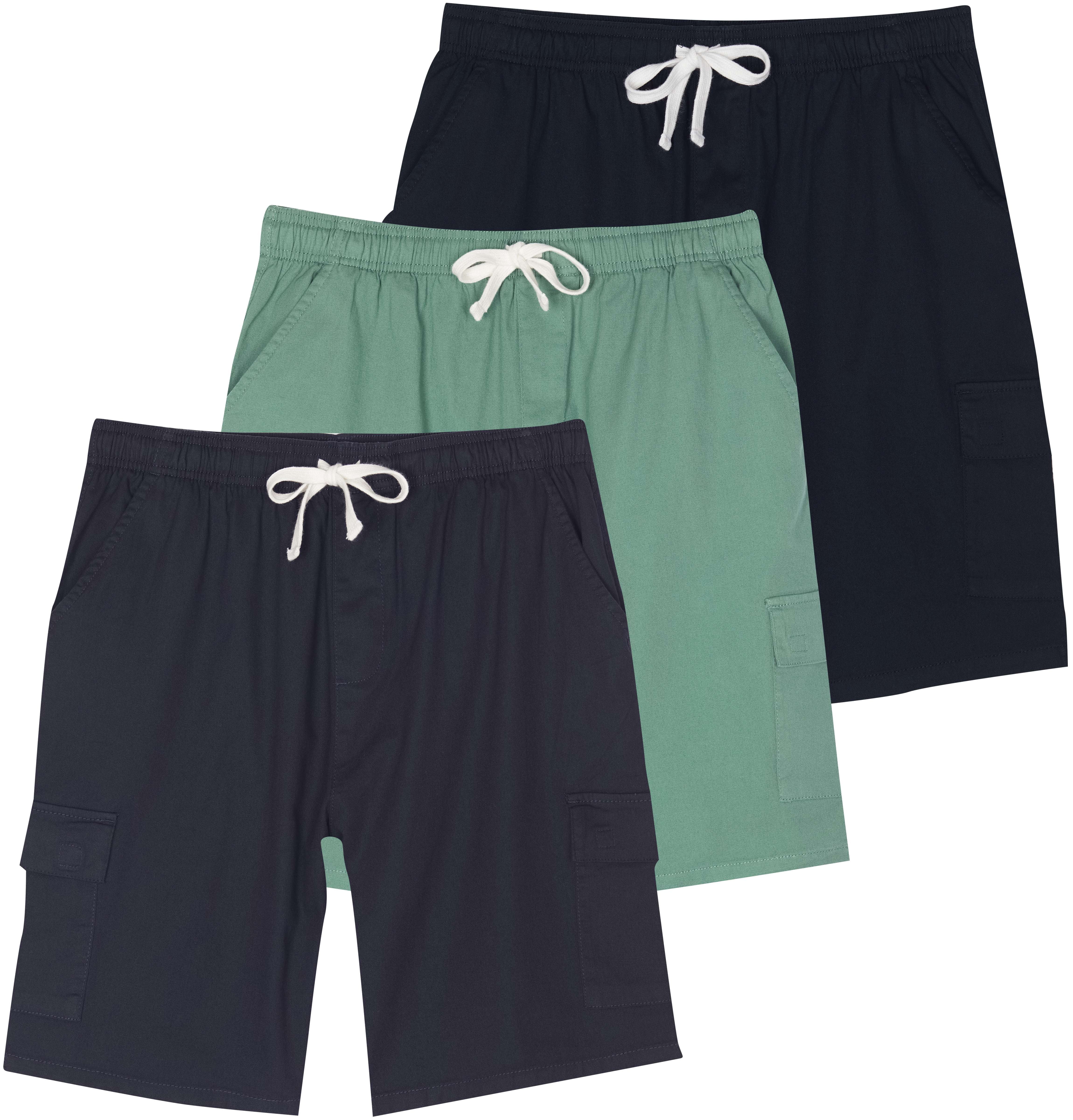 Real Essentials 3 Pack: Men's 9" Elastic Waistband Cargo Short With ...