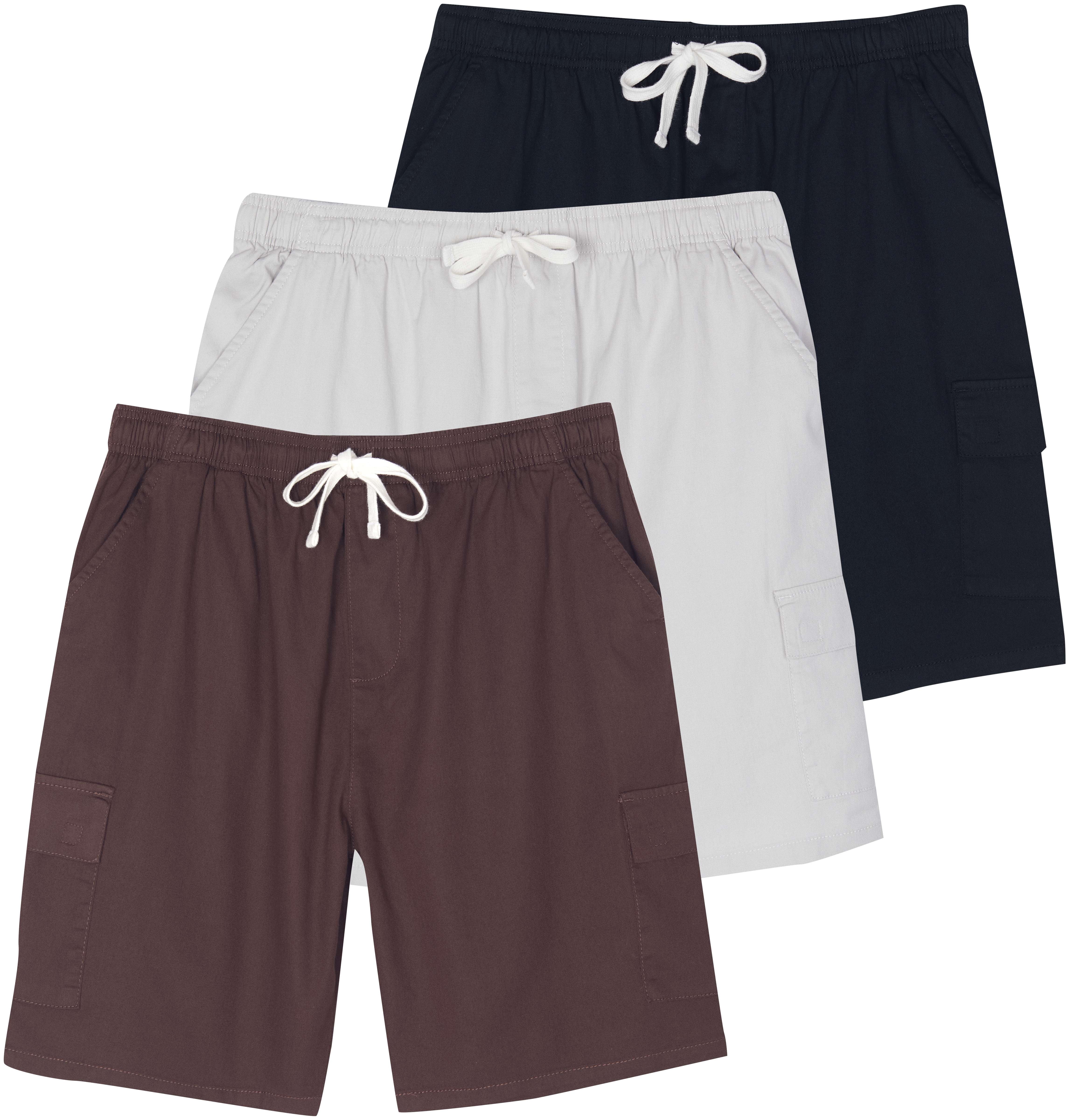Real Essentials 3 Pack: Men's 9" Elastic Waistband Cargo Short With ...