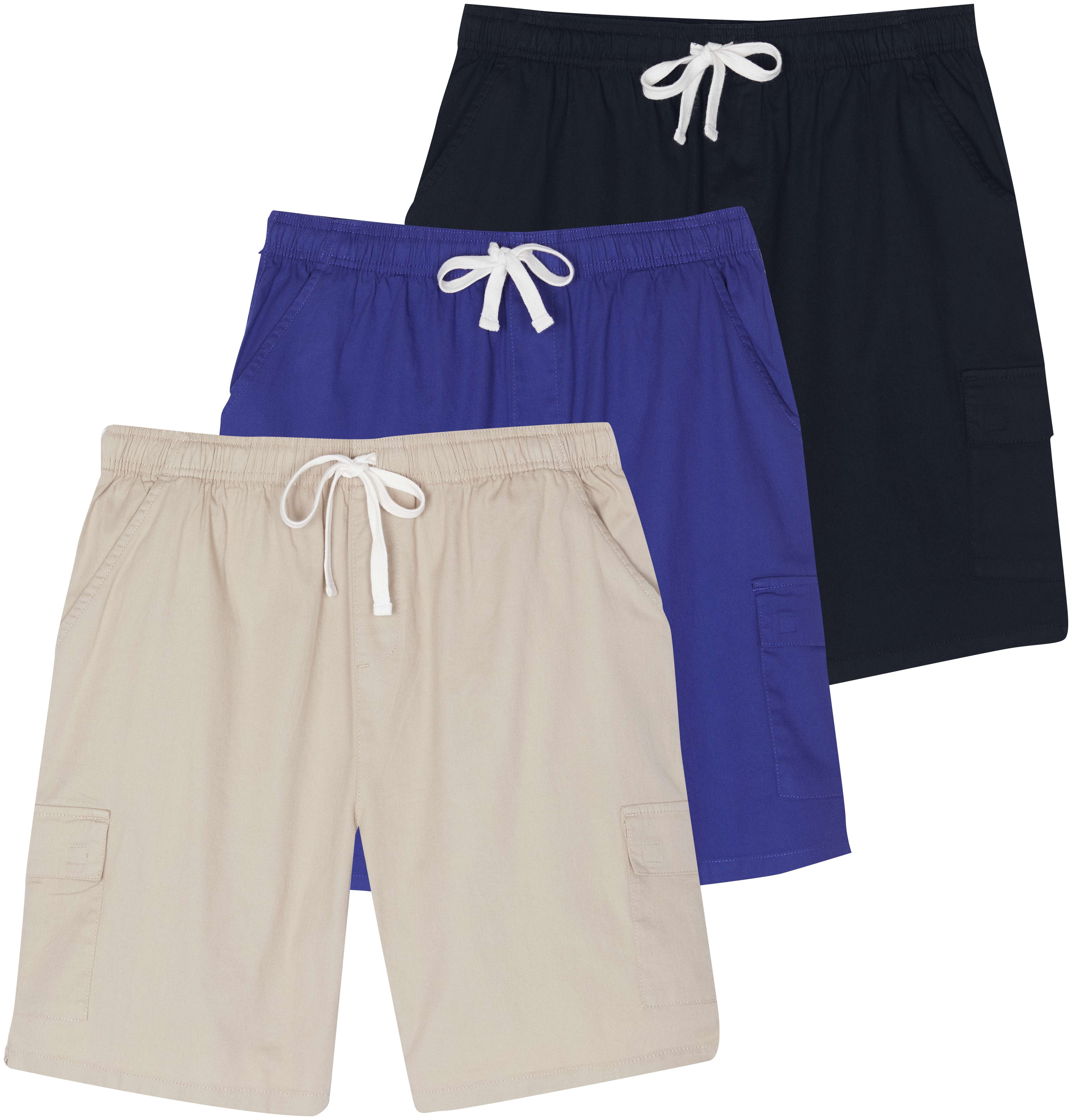 Real Essentials 3 Pack: Men's 9" Elastic Waistband Cargo Short With ...