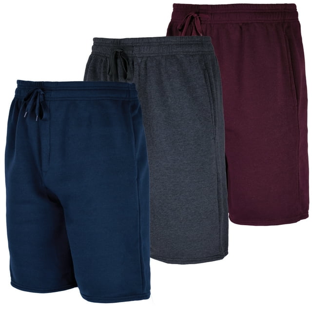Real Essentials 3 Pack: Men's 9" Fleece Casual Lounge Athletic Shorts ...