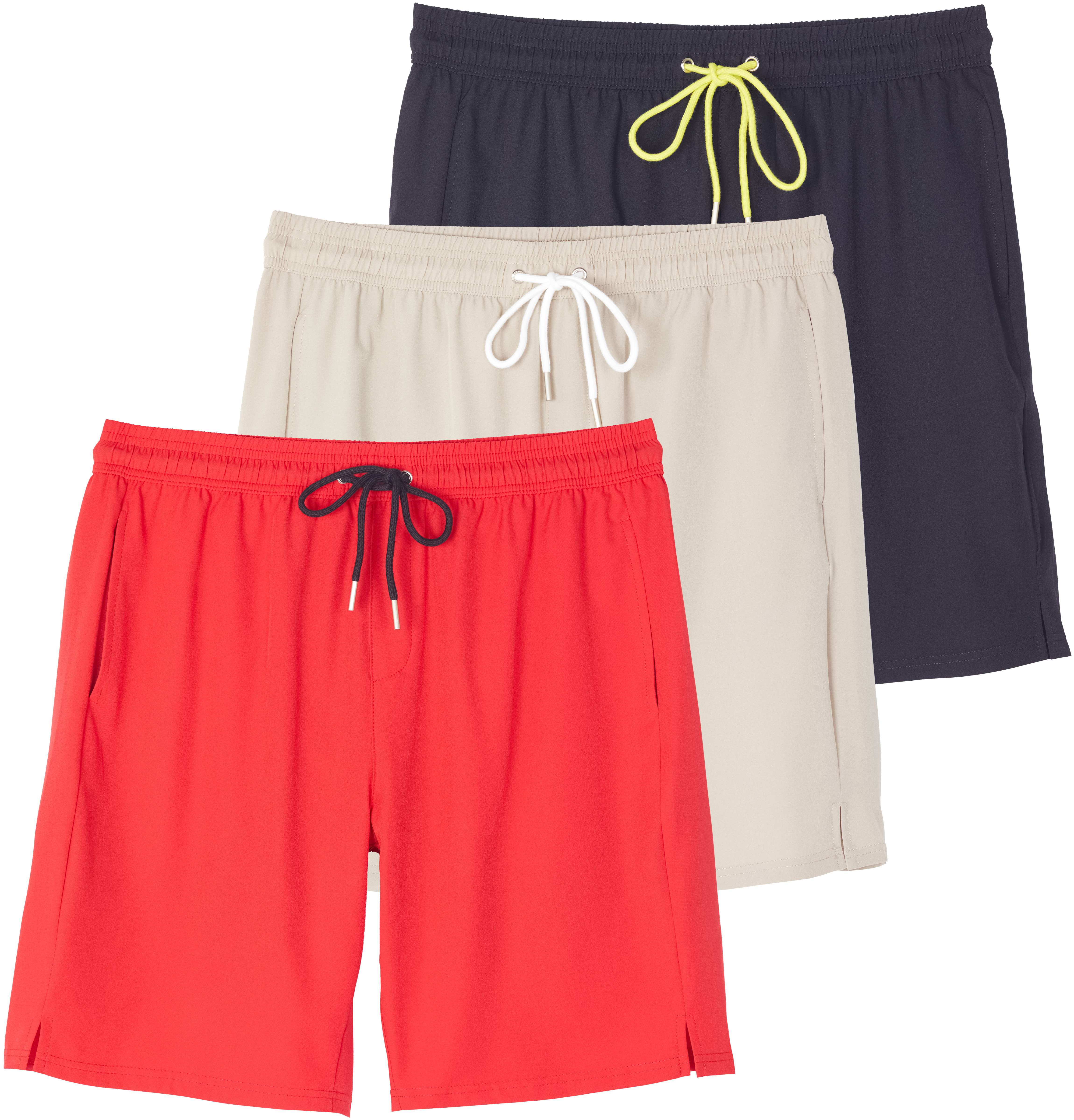 Real Essentials 3 Pack: Men's 9" Inch 2 in 1 Board Shorts with ...