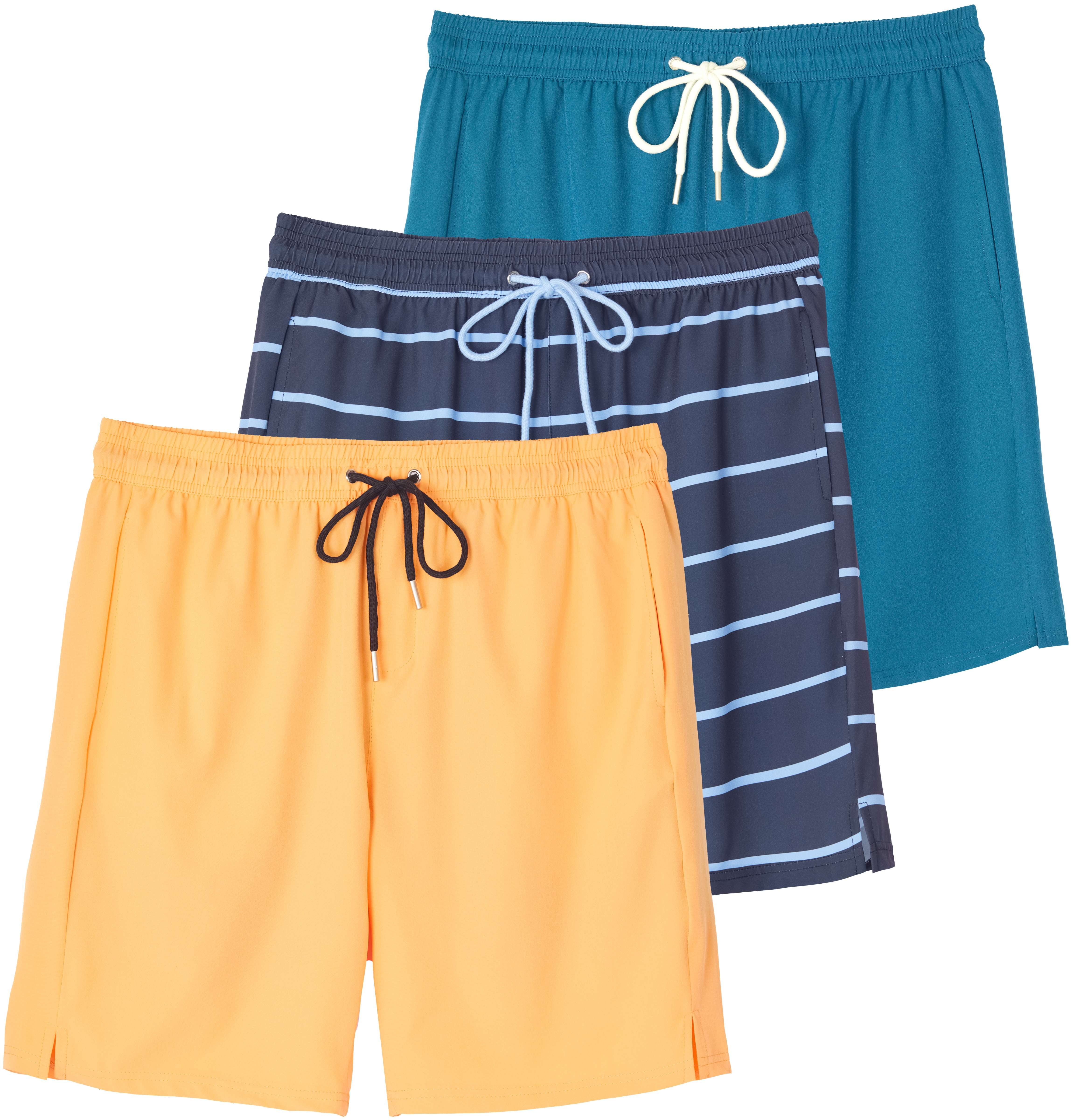 Real Essentials 3 Pack: Men's 9" Inch 2 in 1 Board Shorts with ...