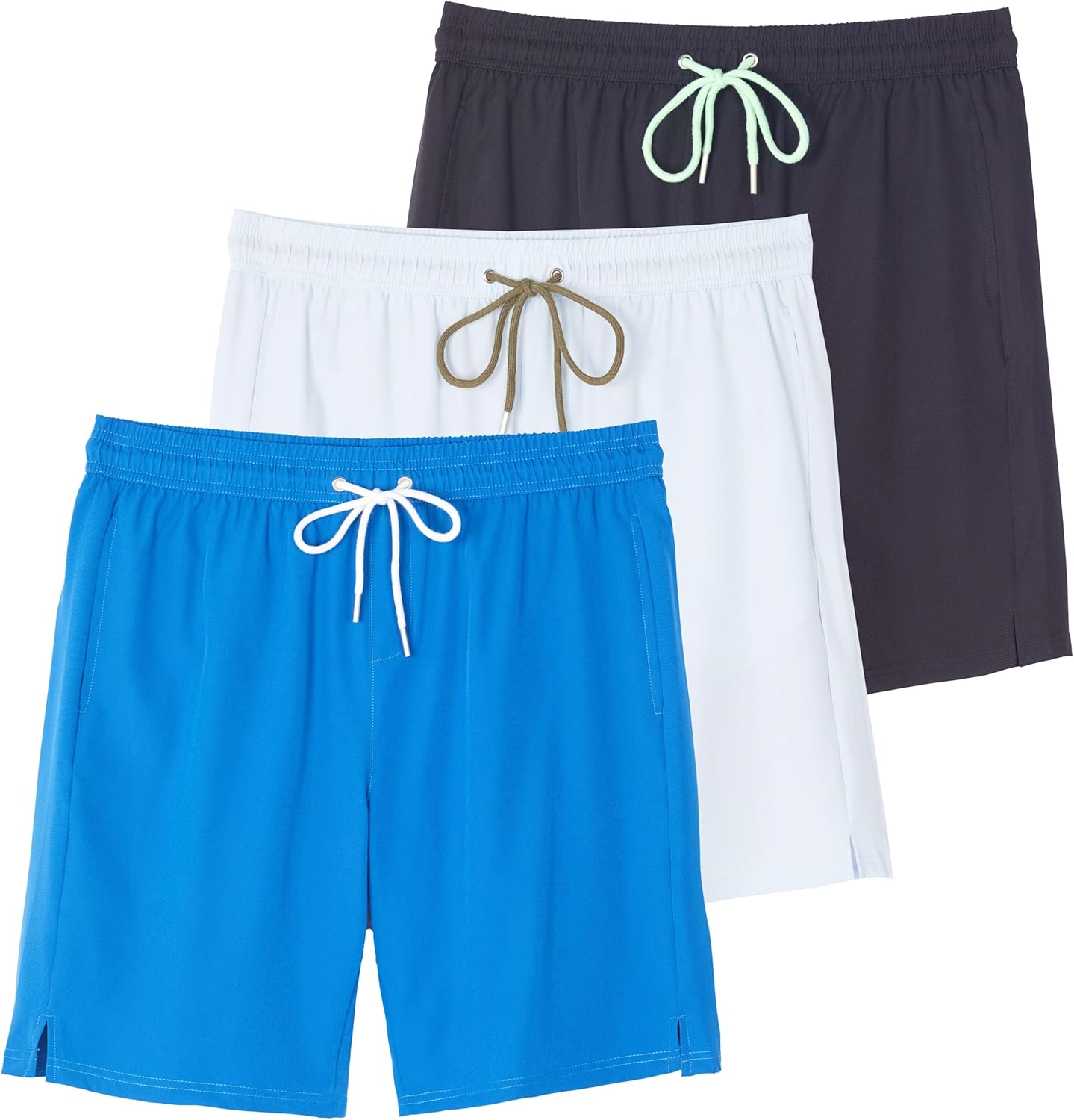 Real Essentials 3 Pack: Men's 9" Inch 2 in 1 Board Shorts with ...