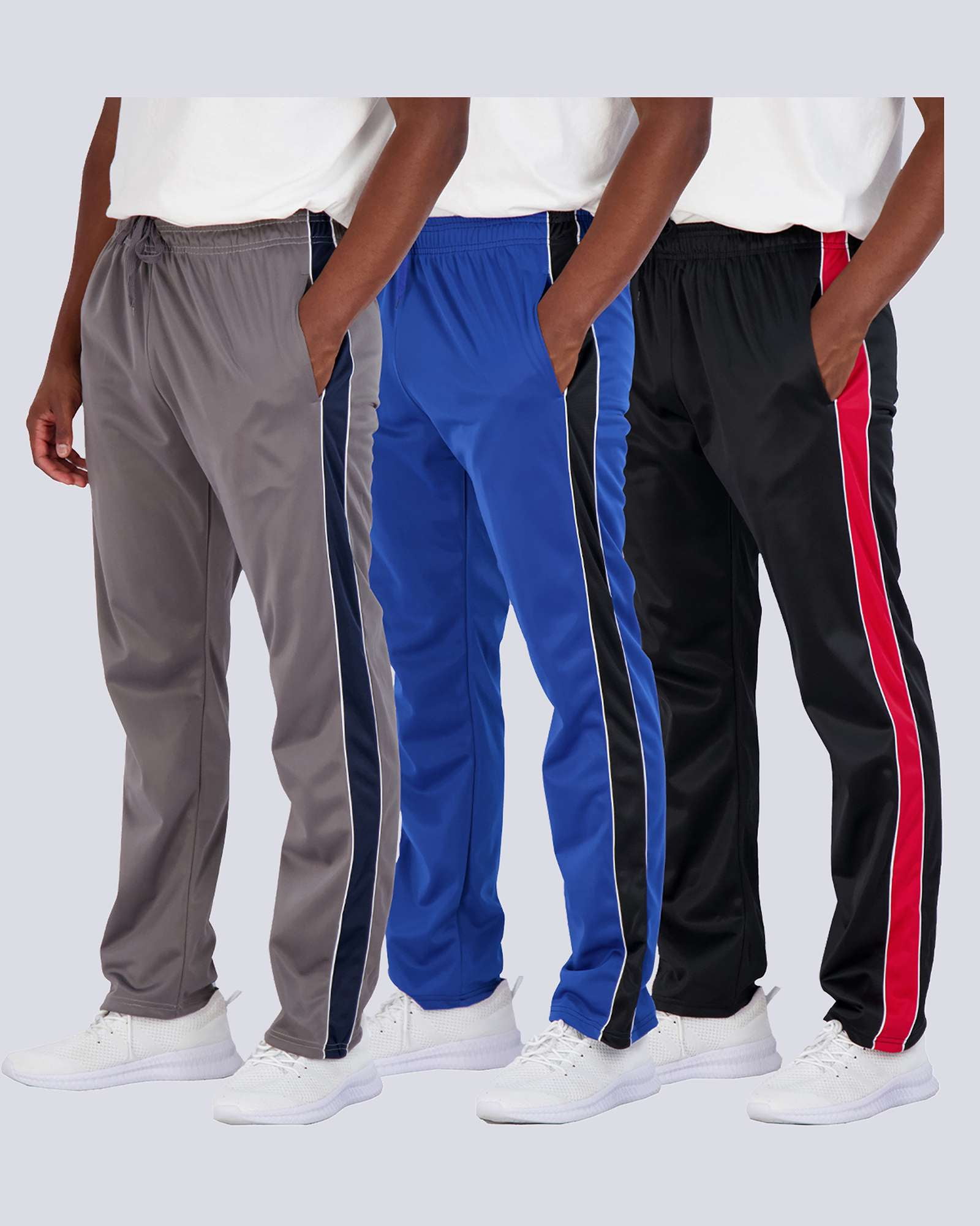 Real Essentials 3 Pack: Men's Active Athletic Casual Tricot Open Bottom ...