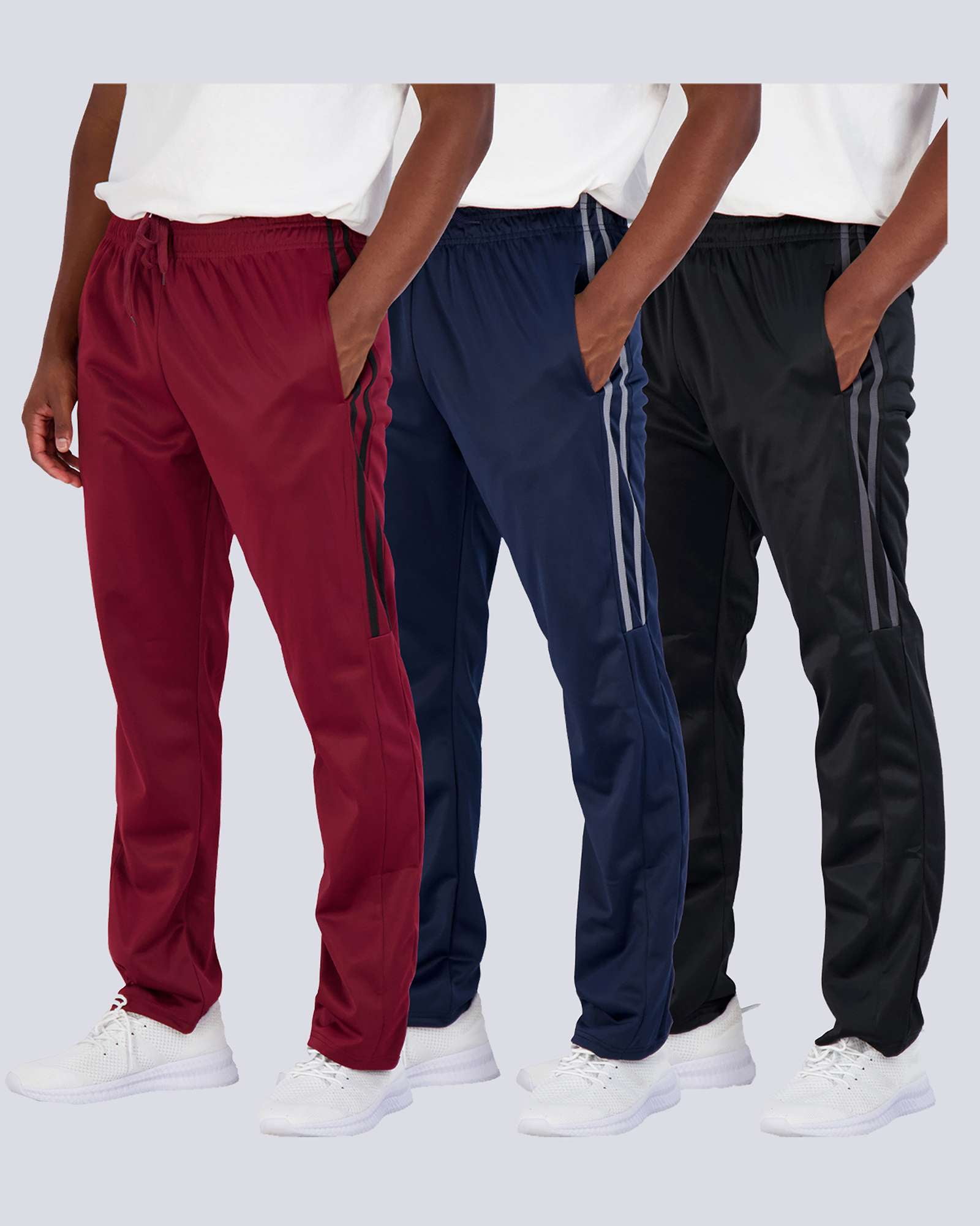 Real Essentials 3 Pack: Men's Active Athletic Casual Tricot Open Bottom ...