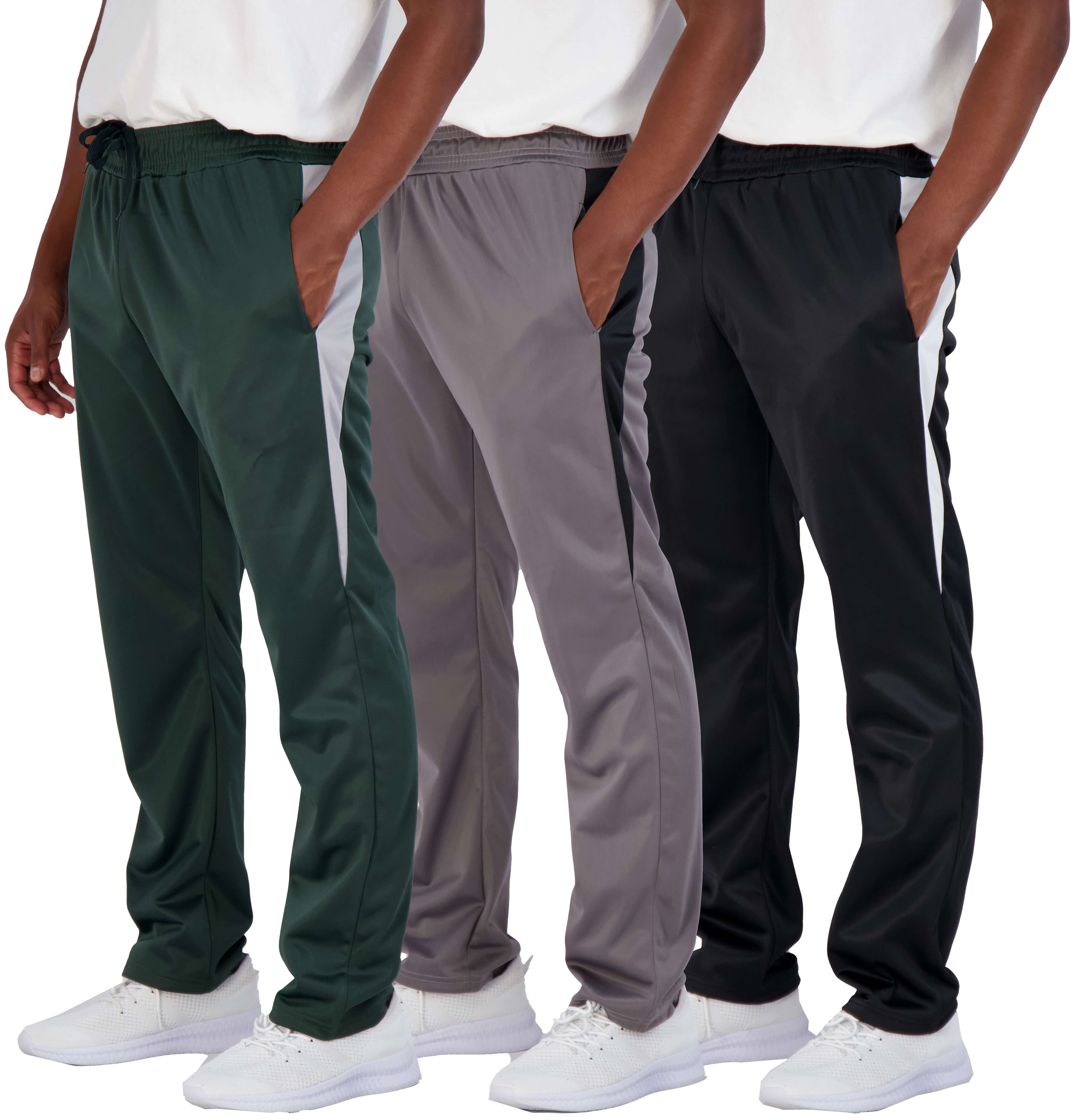 Real Essentials 3-Pack: Men's Tricot Fleece Sweatpants, Active Athletic ...