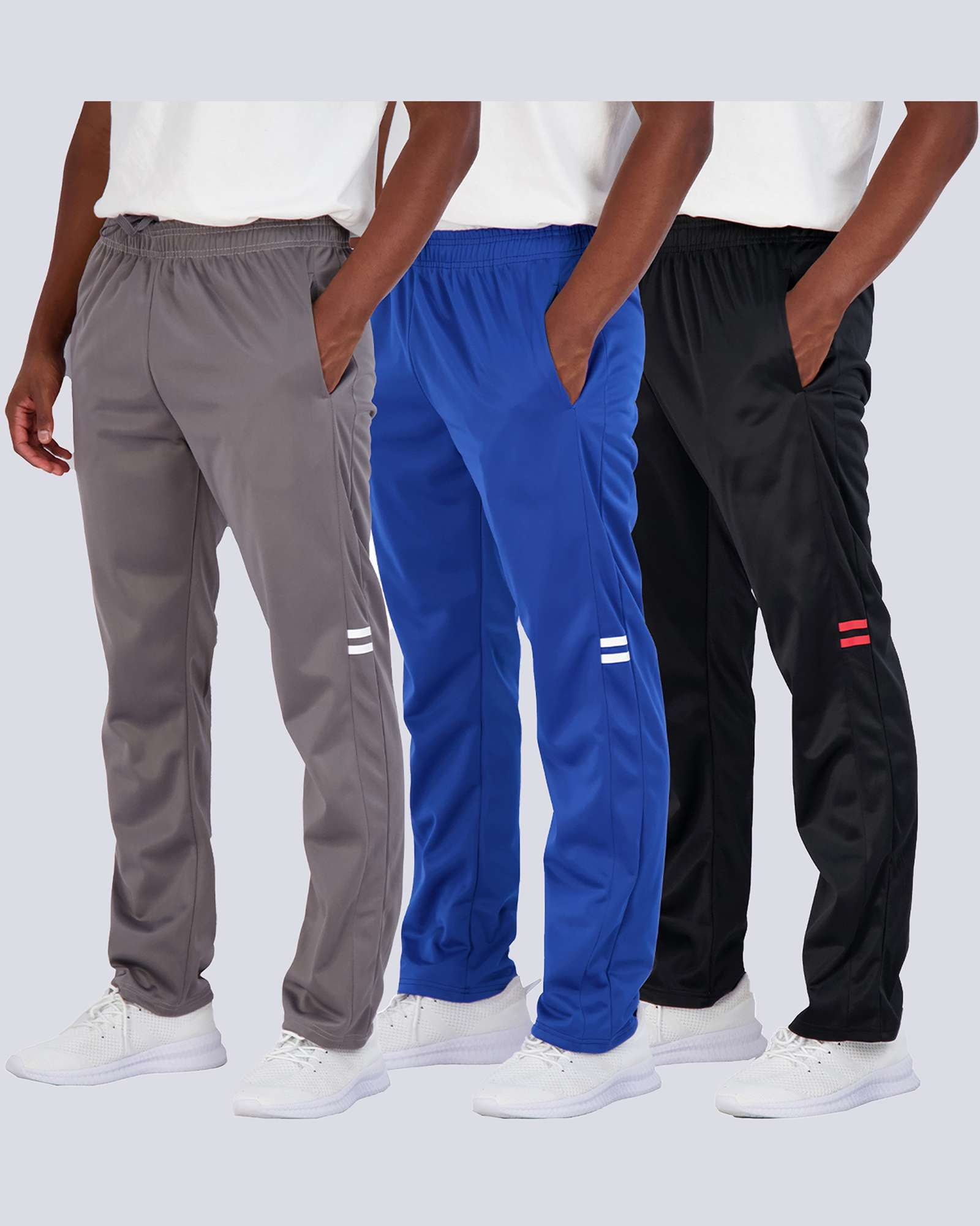 Real Essentials 3 Pack: Men's Active Athletic Casual Tricot Open Bottom ...