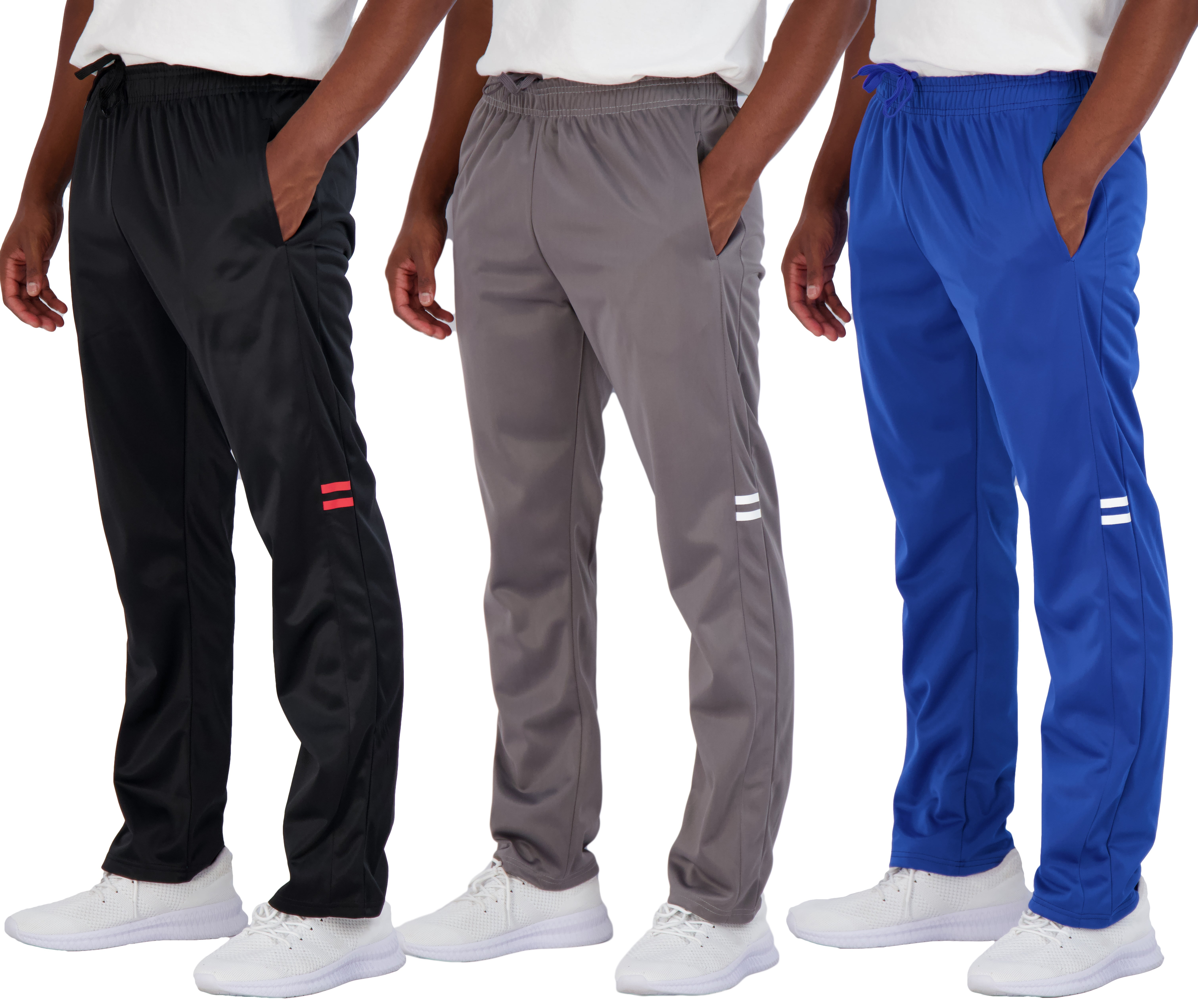 Real Essentials 3 Pack: Men's Active Athletic Casual Tricot Open Bottom ...