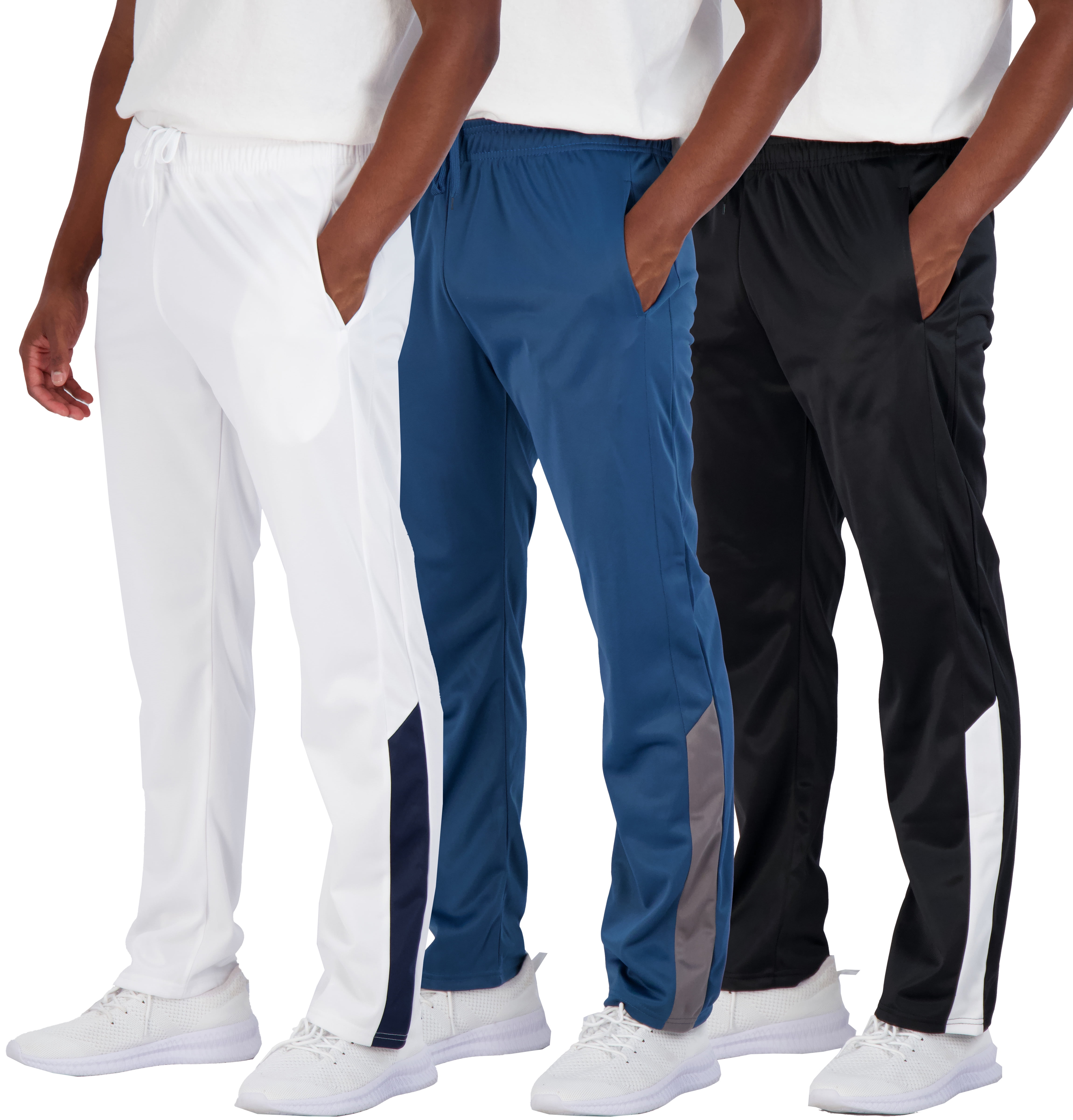 Real Essentials 3 Pack: Men's Active Athletic Casual Tricot Open Bottom ...