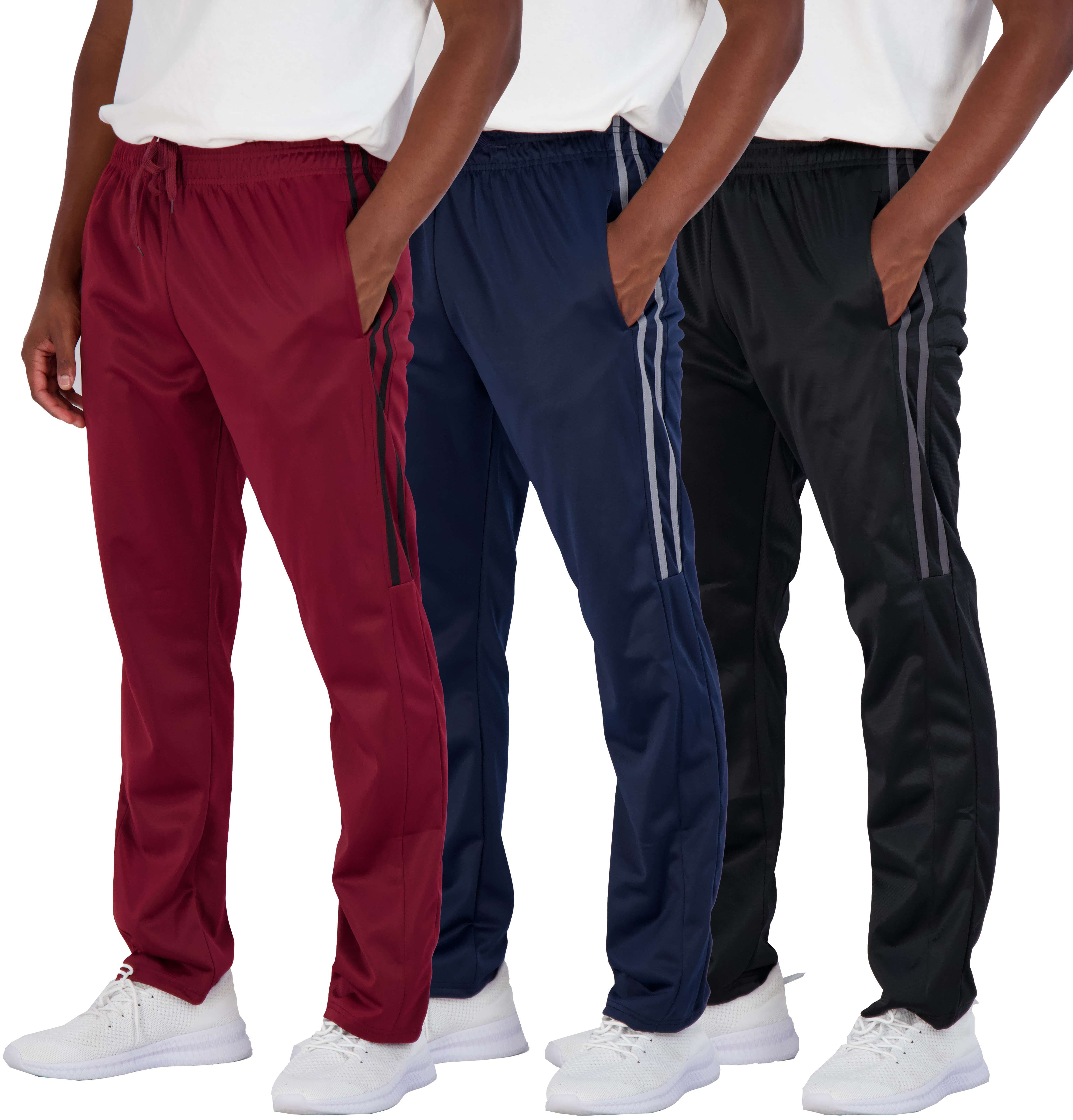 Real Essentials 3 Pack, Men's Tricot Open Bottom Sweatpants with ...