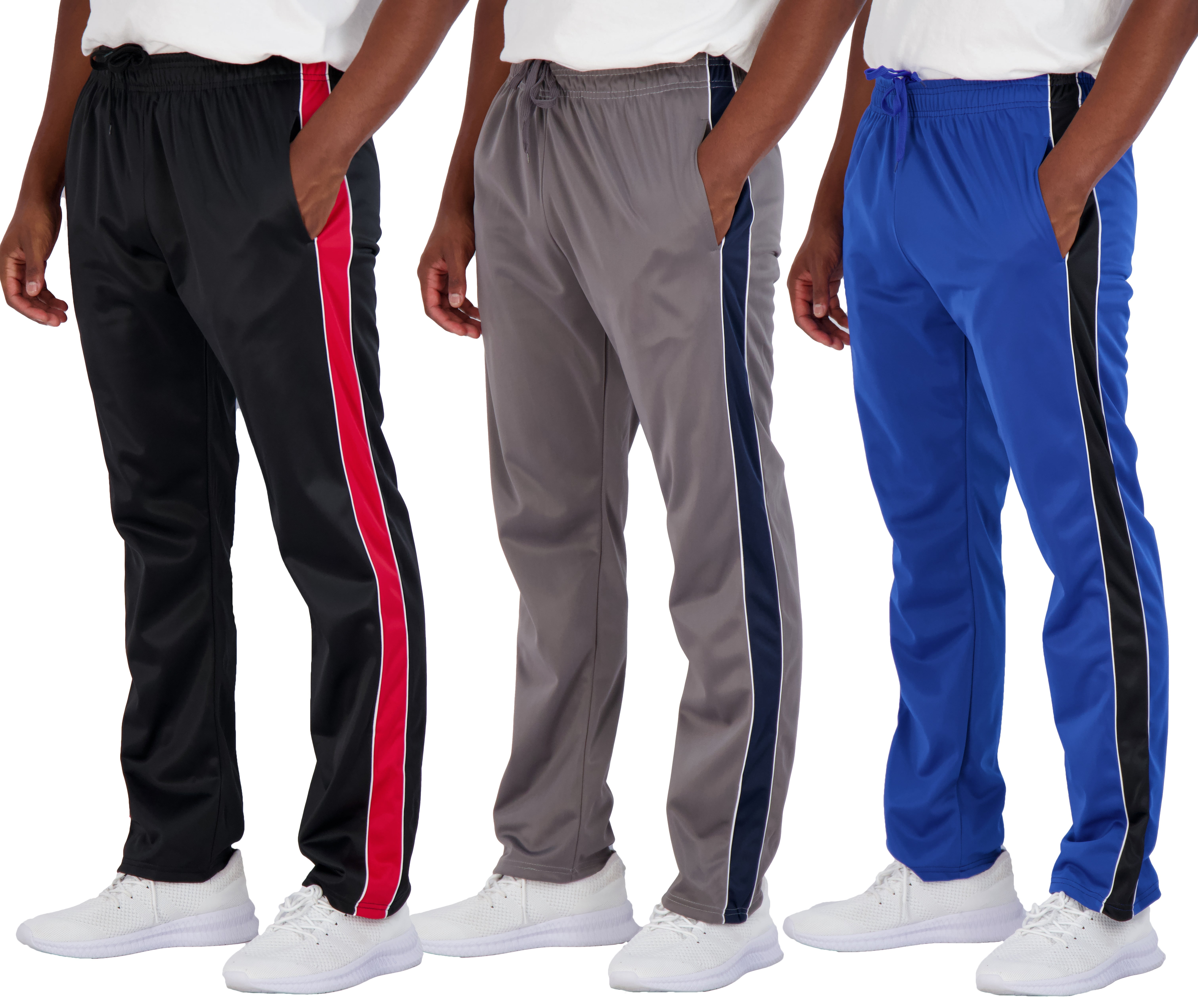 Real Essentials 3 Pack: Men's Active Athletic Casual Tricot Open Bottom ...