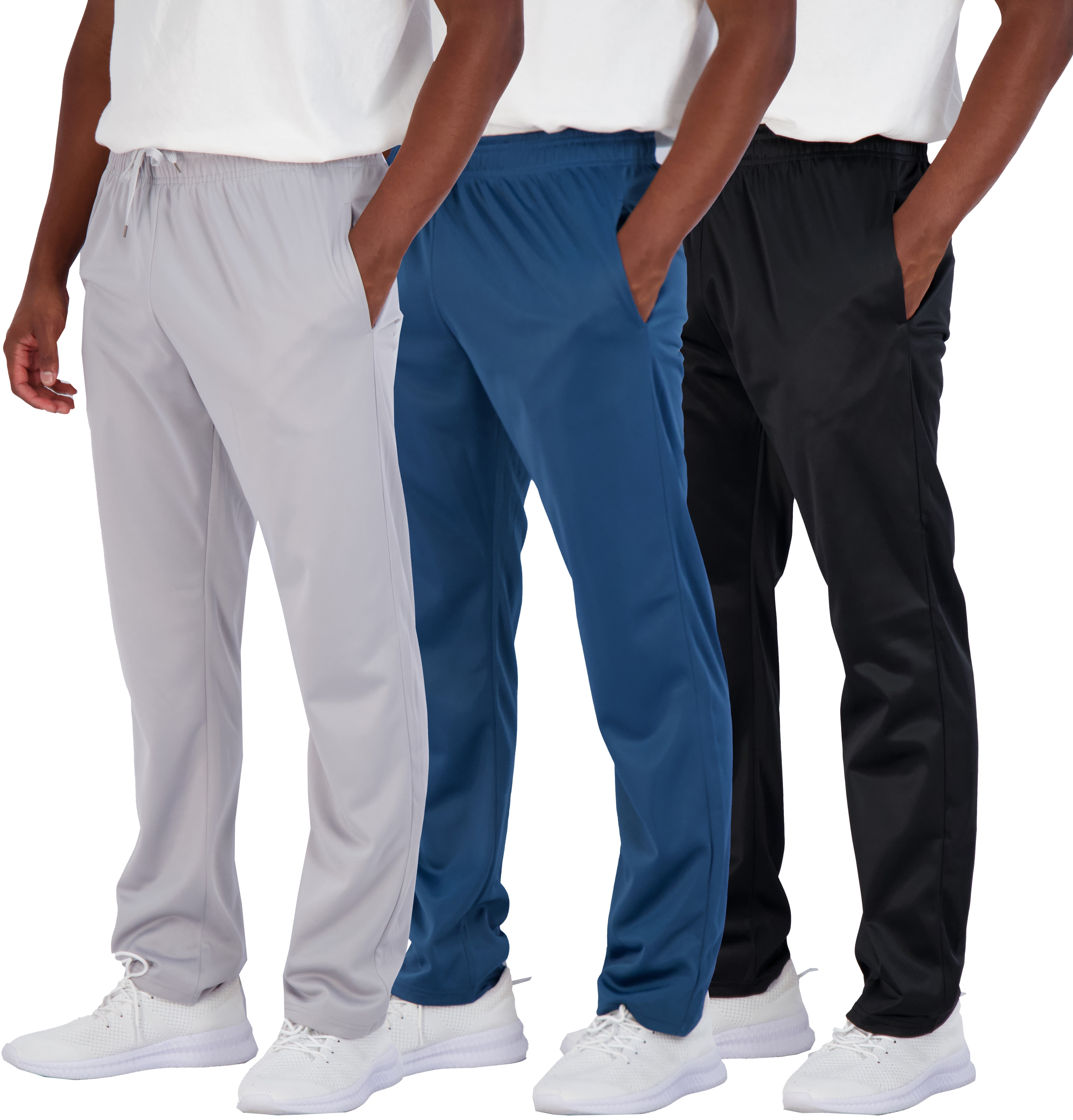 Real Essentials 3 Pack: Men's Active Athletic Casual Tricot Open Bottom ...
