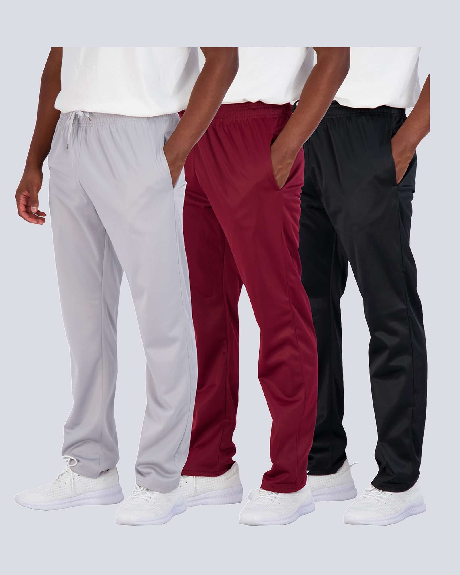 Real Essentials 3 Pack: Men's Active Athletic Casual Tricot Open Bottom ...