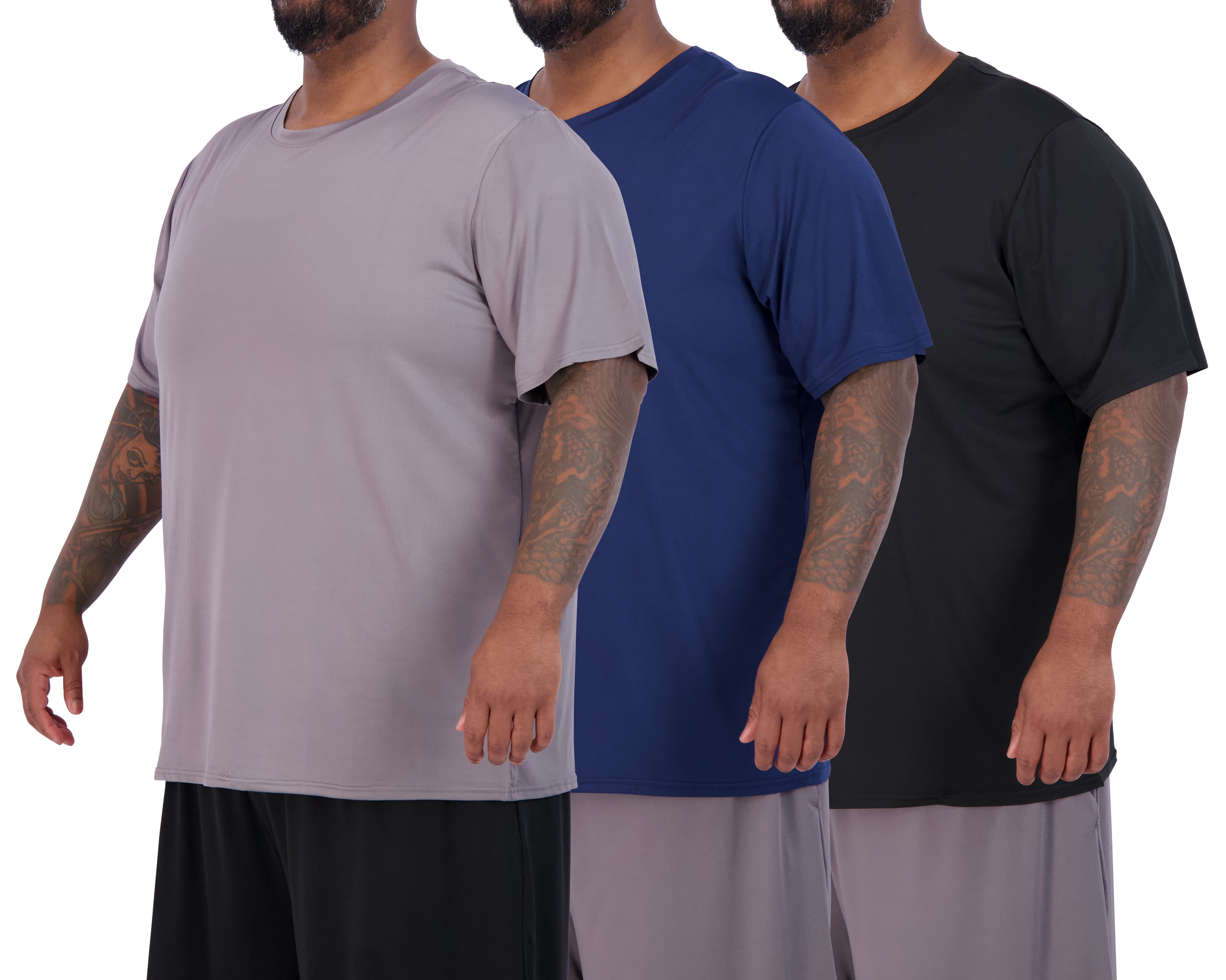 Real Essentials 3 Pack: Men’s Big & Tall Tech Stretch Long-Sleeve ...