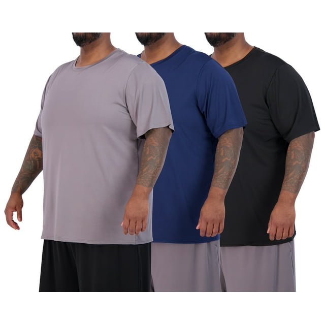 Real Essentials 3 Pack: Men’s Big & Tall Tech Stretch Long-Sleeve ...