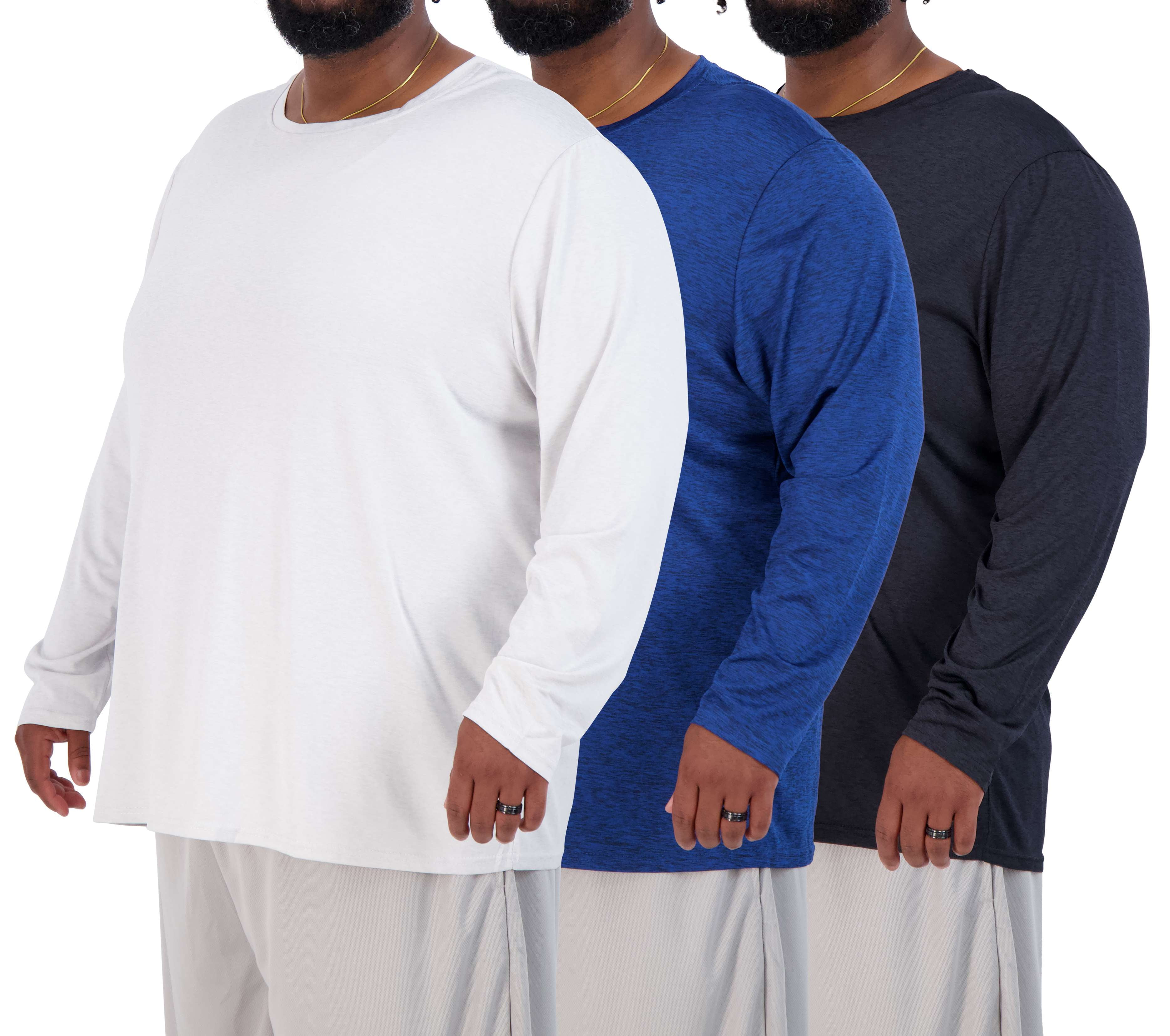 Real Essentials 3 Pack: Men’s Big & Tall Tech Stretch Long-Sleeve ...