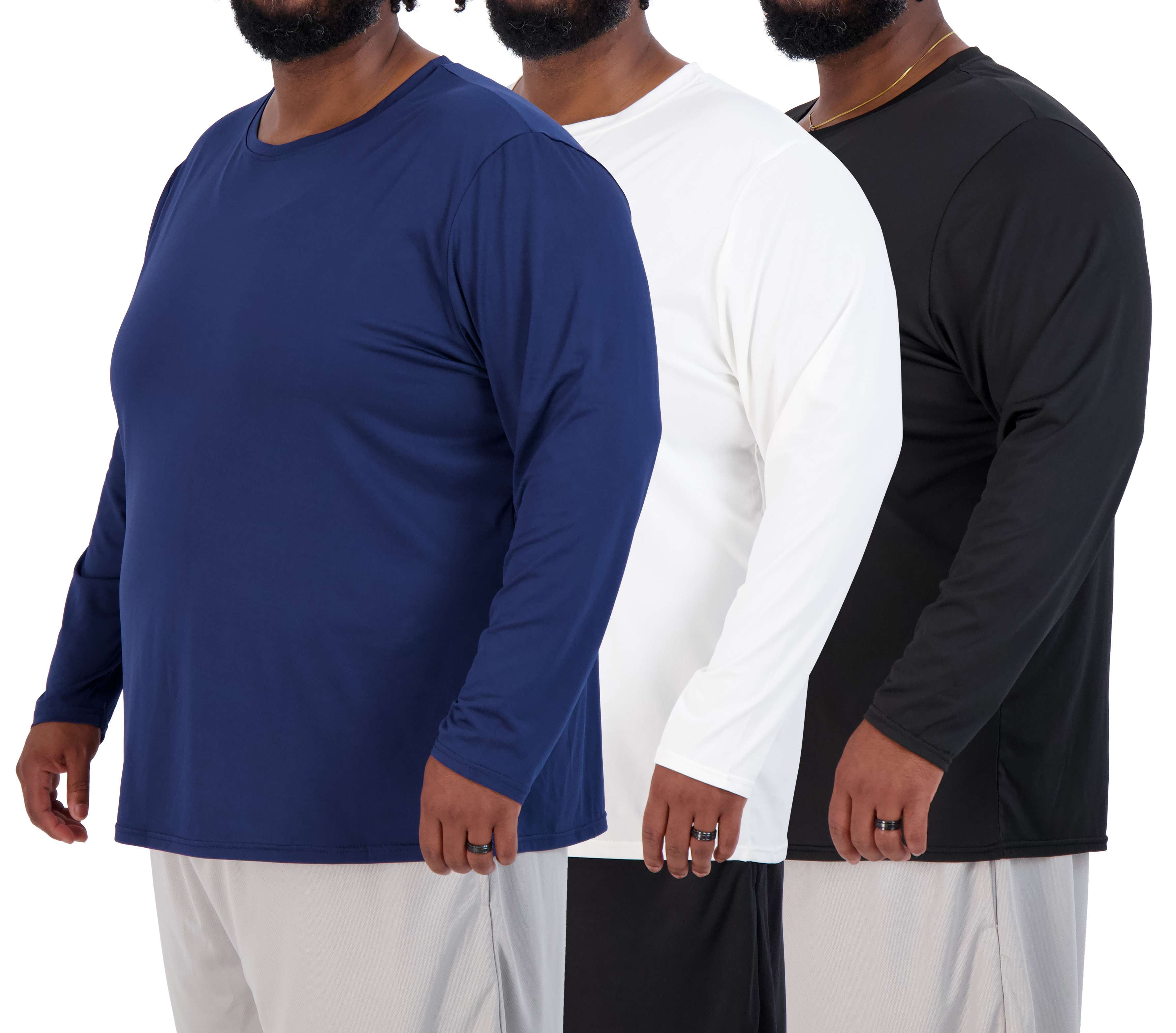 Real Essentials 3 Pack: Men’s Big & Tall Tech Stretch Long-Sleeve ...
