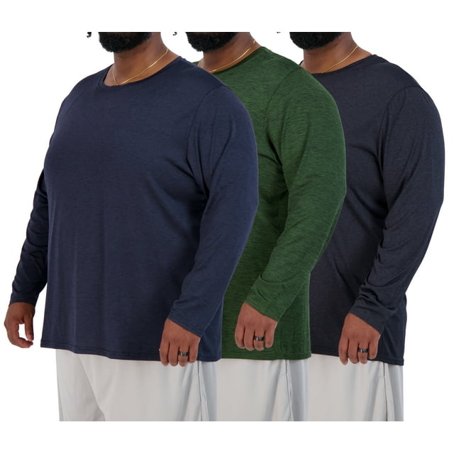 Real Essentials 3 Pack: Men’s Big & Tall Tech Stretch Long-Sleeve ...