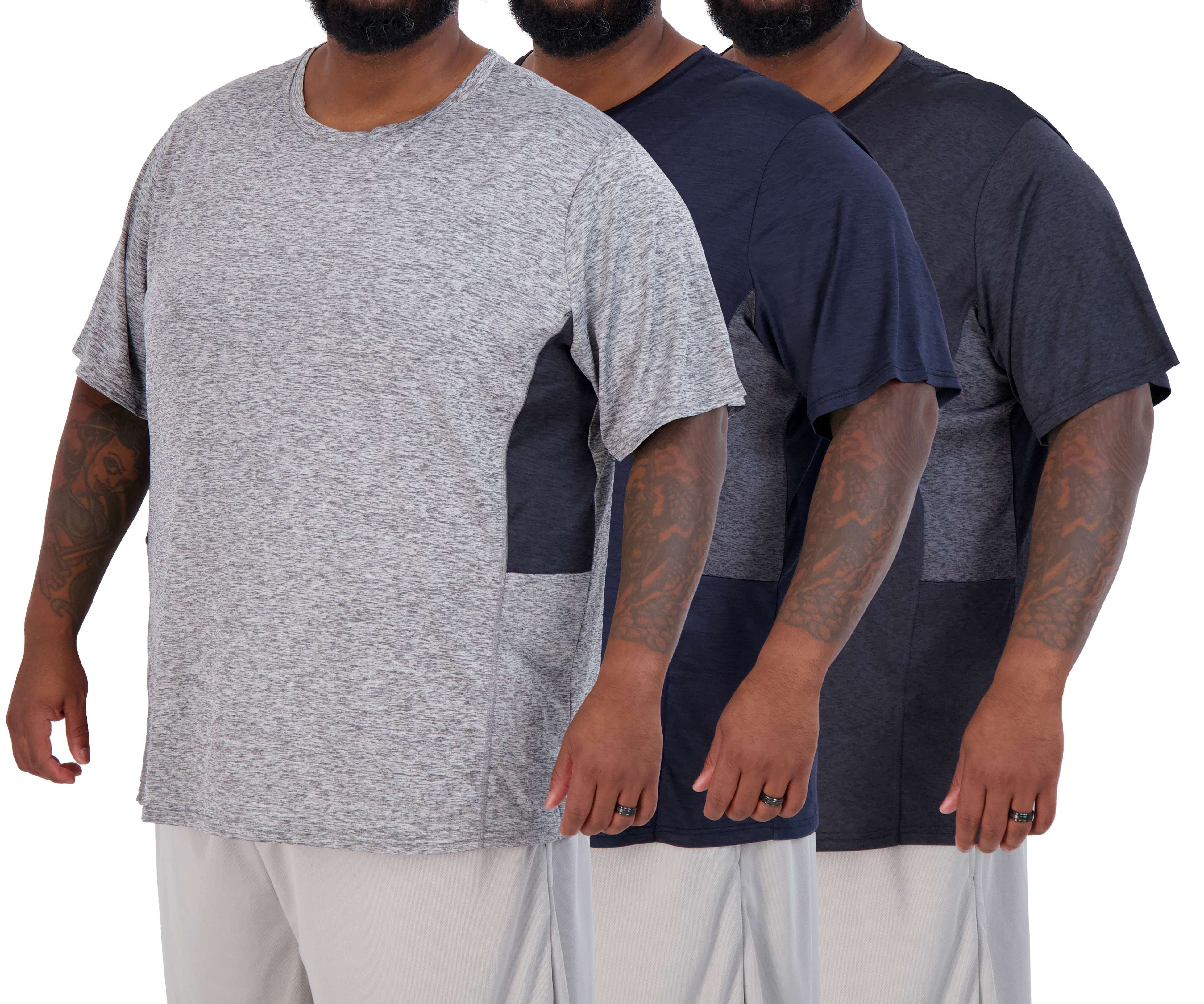 Real Essentials Men’s Big & Tall Tech Stretch Dry-Fit T-Shirts, 3 Pack ...