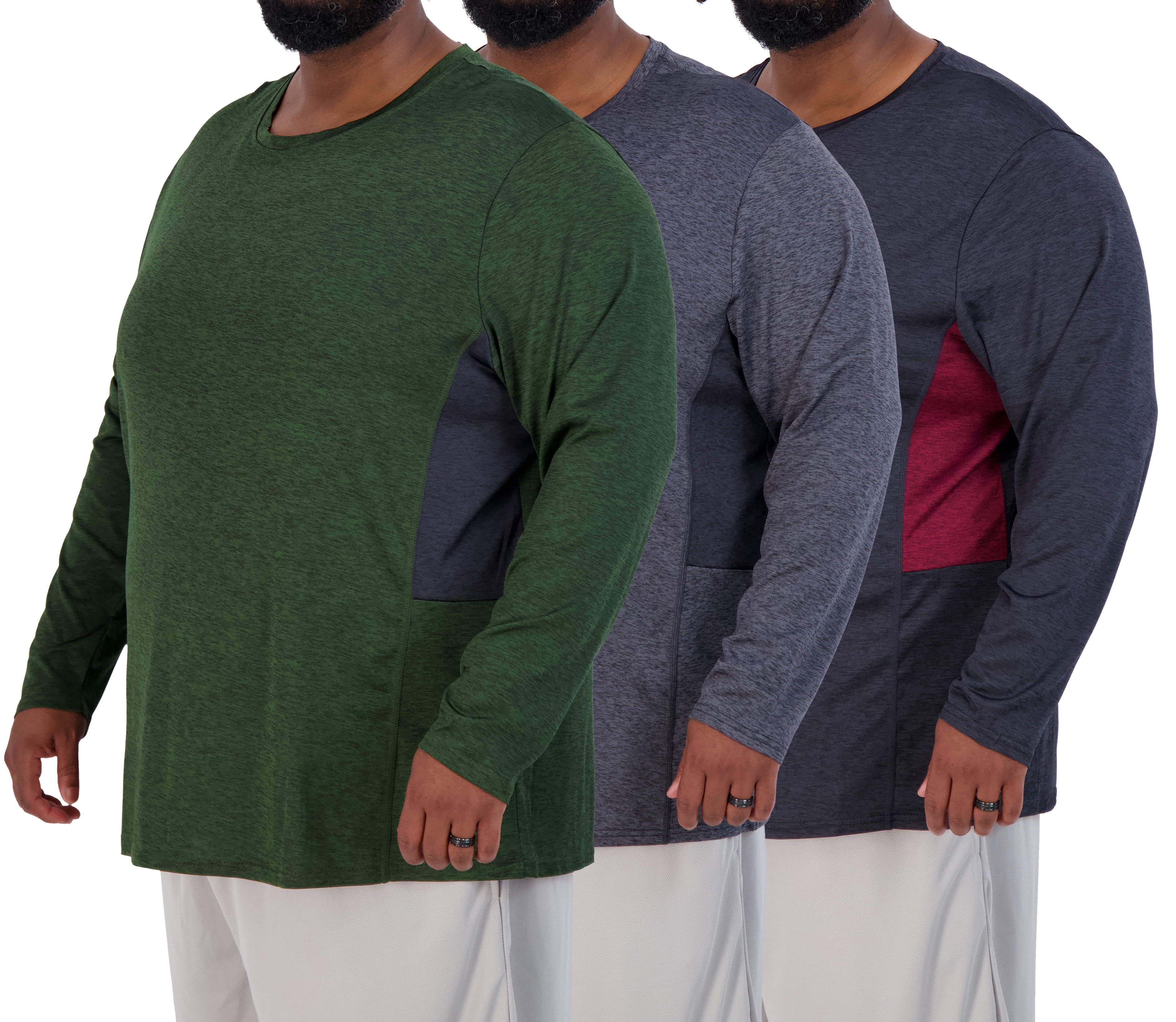 Real Essentials 3 Pack: Men’s Big & Tall Tech Stretch Long-Sleeve ...