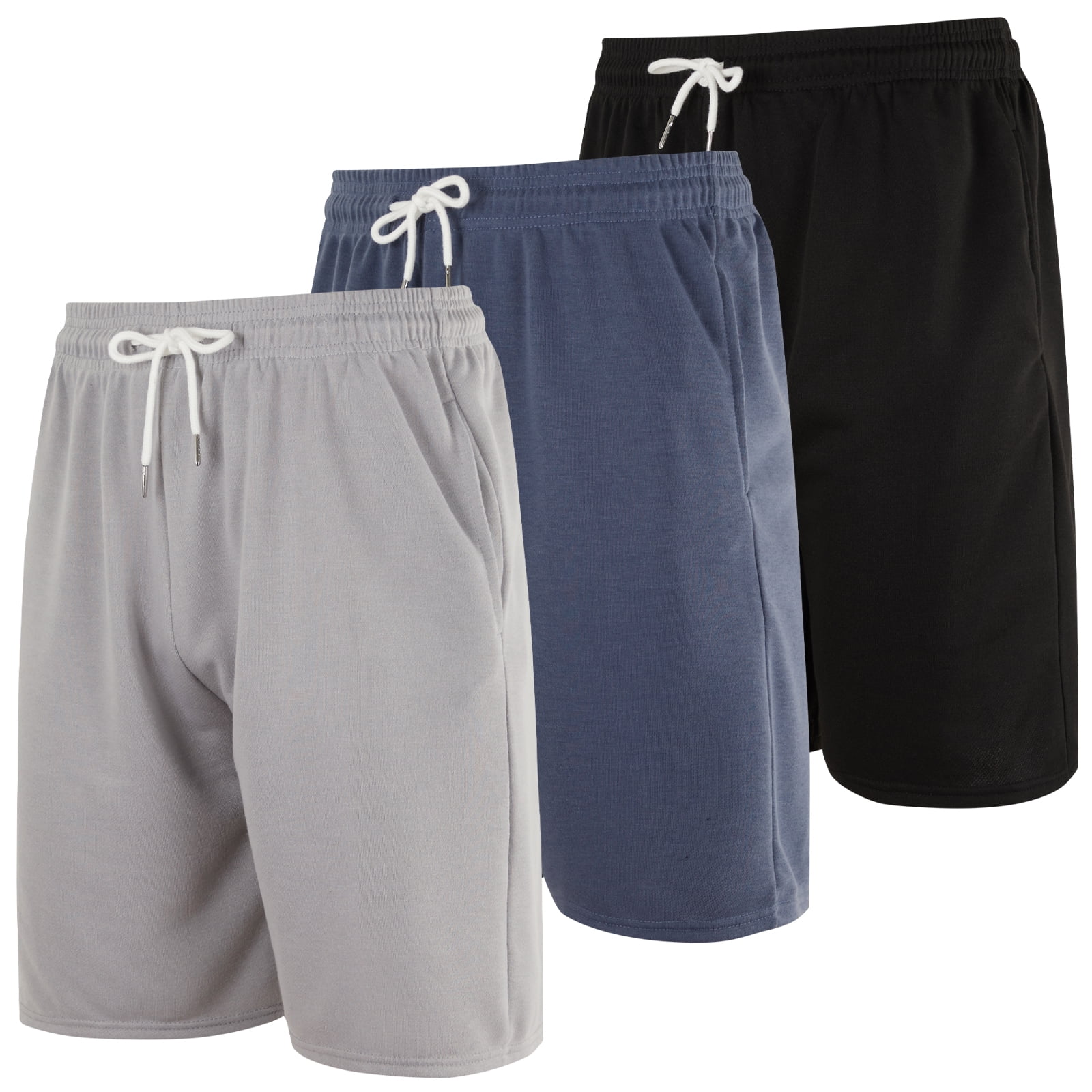 Real Essentials 3 Pack: Men's 9" French Terry Sweat Shorts with Pockets ...