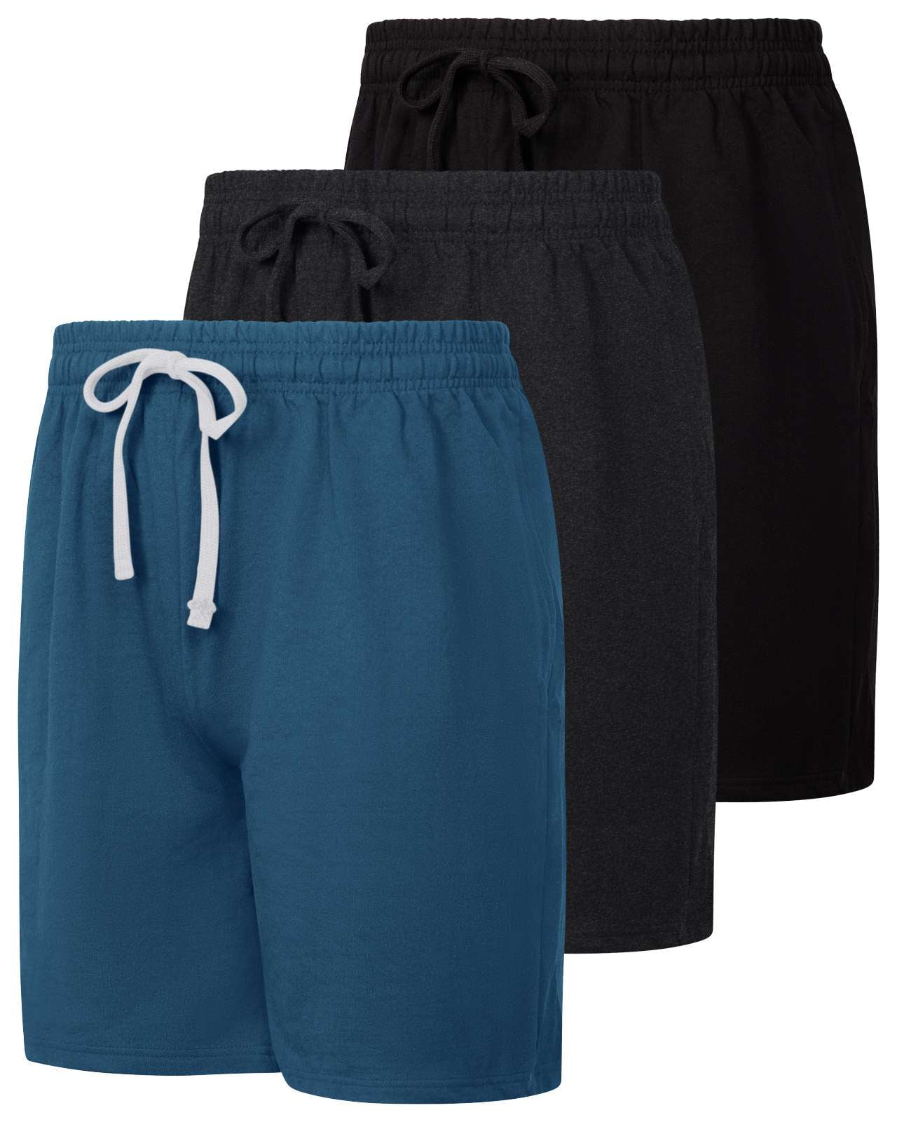 Real Essentials 3 Pack: Men's 9" French Terry Shorts with Pockets ...