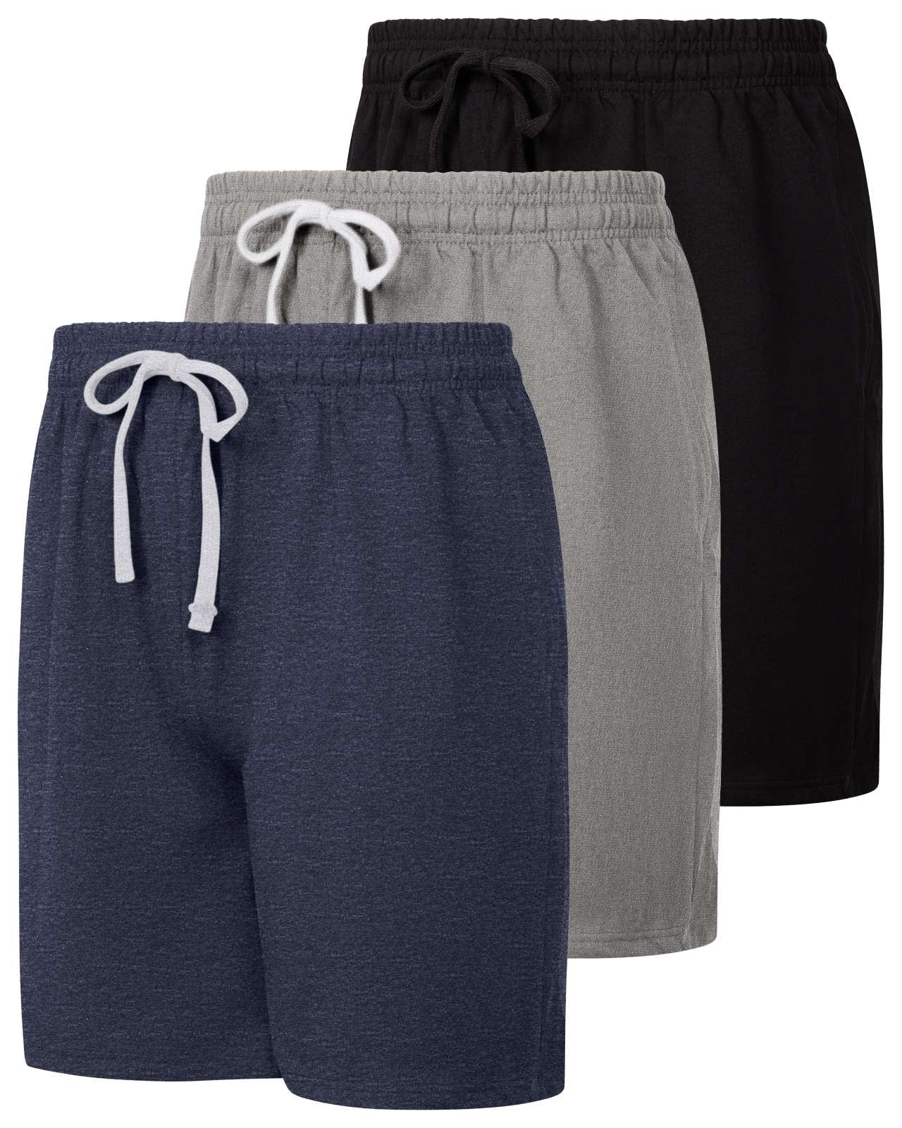 Real Essentials 3 Pack: Men's Cotton 9" French Terry Casual Lounge ...