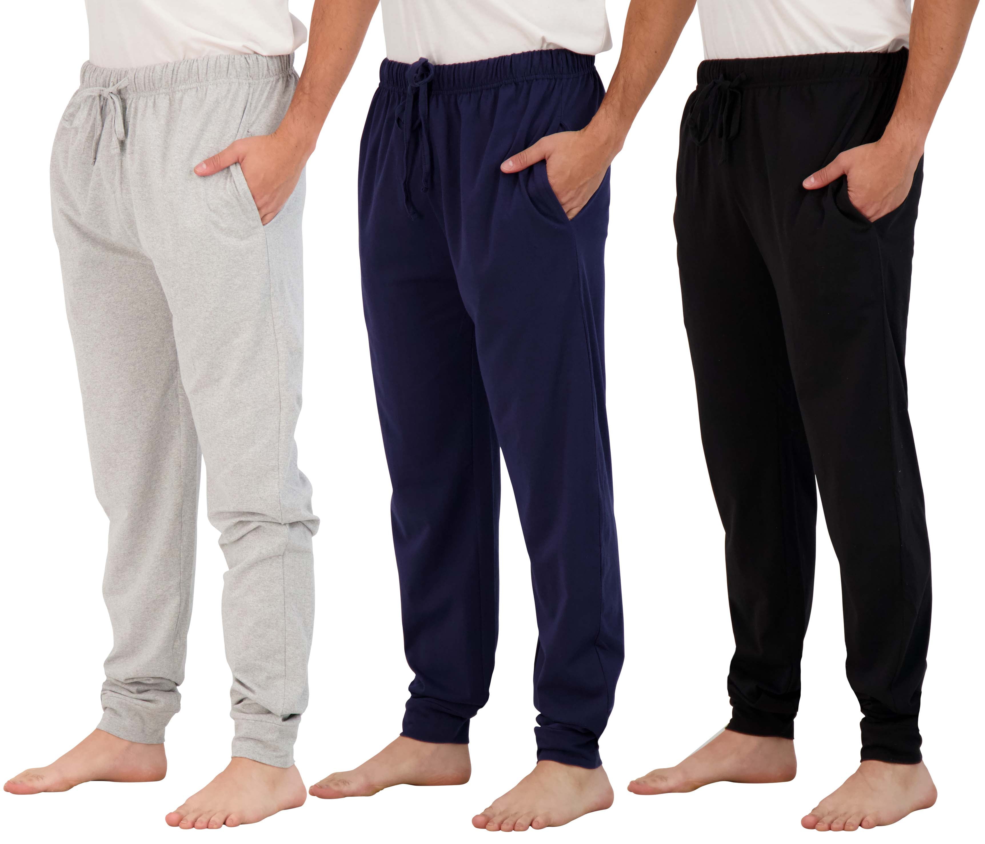 Real Essentials 3 Pack: Men's Cotton Jersey Soft Jogger Sleep Lounge ...