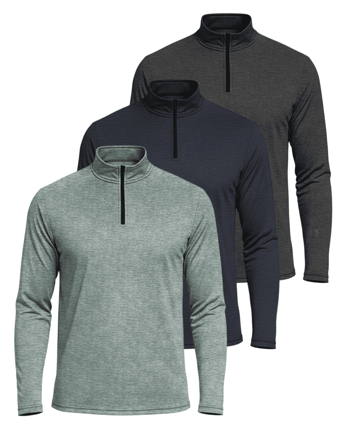 Real Essentials 3 Pack: Men's Dry-Fit Active Quarter Zip Long Sleeve ...