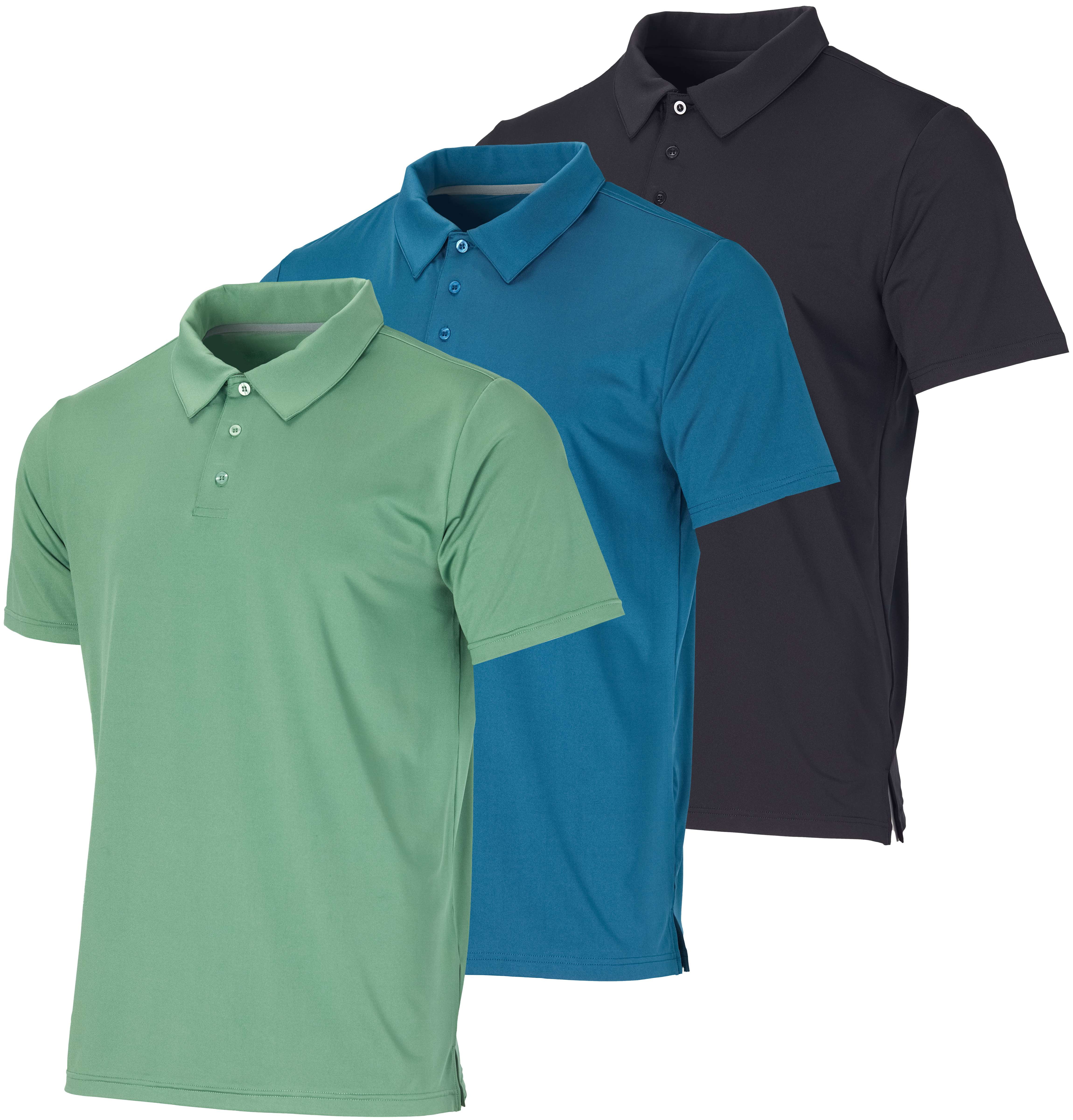 Real Essentials 3 Pack: Men's Dry-Fit Short Sleeve Polo Shirt ...