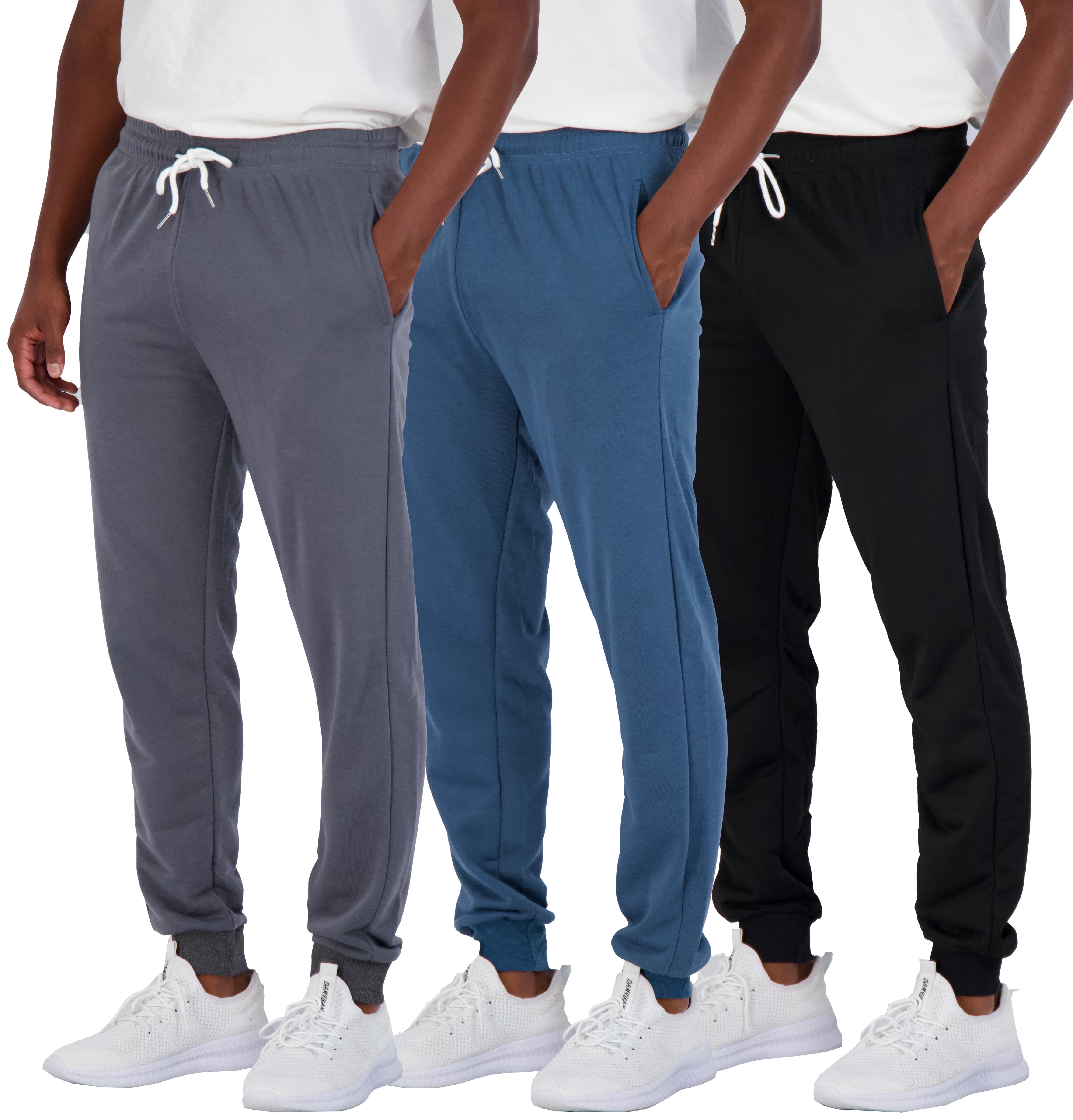 Real Essentials 3 Pack: Men's French Terry Fleece Active Casual Jogger ...