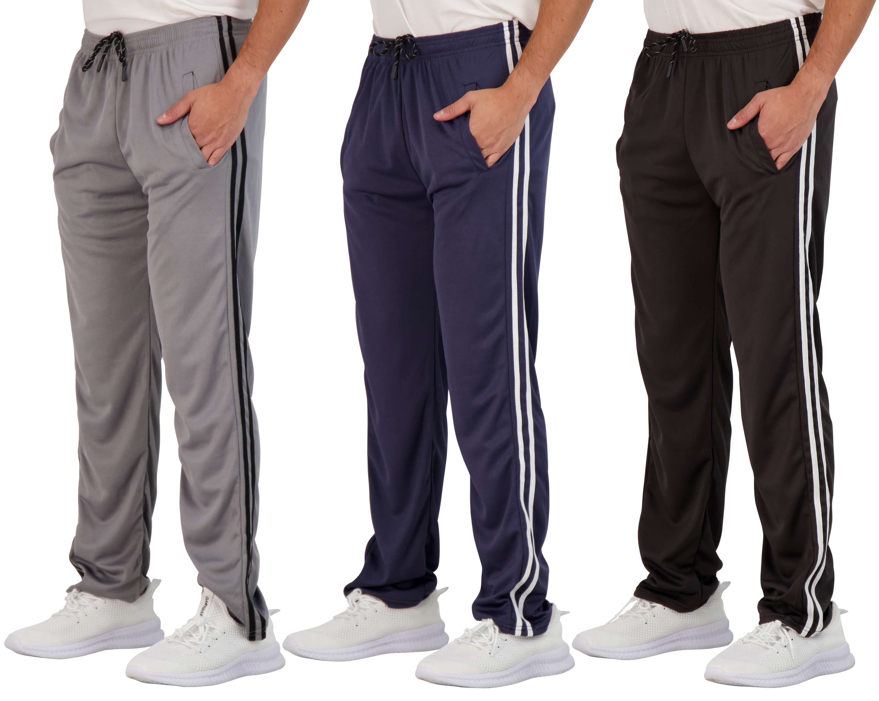 Real Essentials 3 Pack: Men's Mesh Open Bottom Sweatpants Gym Active ...