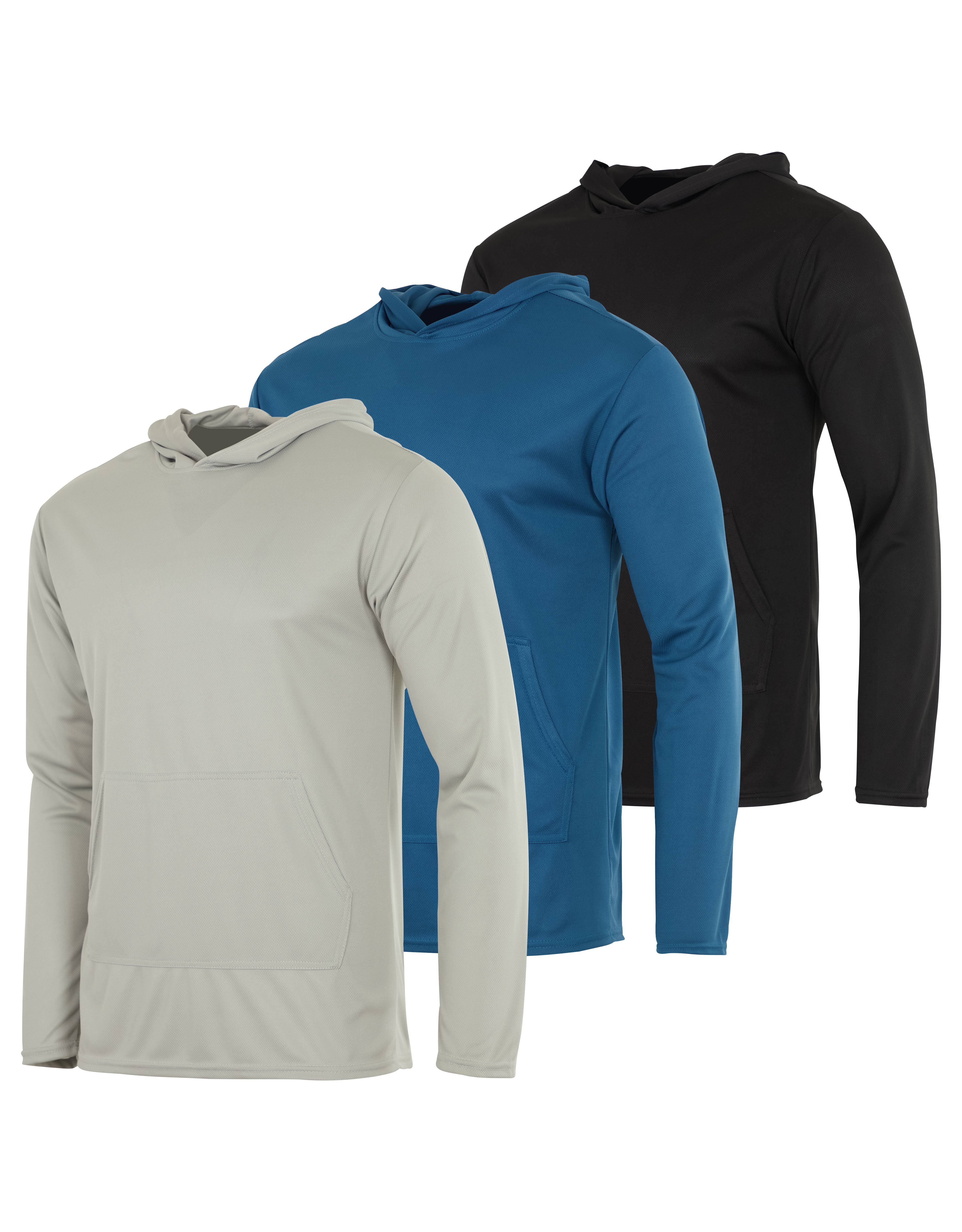 Real Essentials 3 Pack: Men's Mesh Long Sleeve Athletic Pullover Hoodie ...