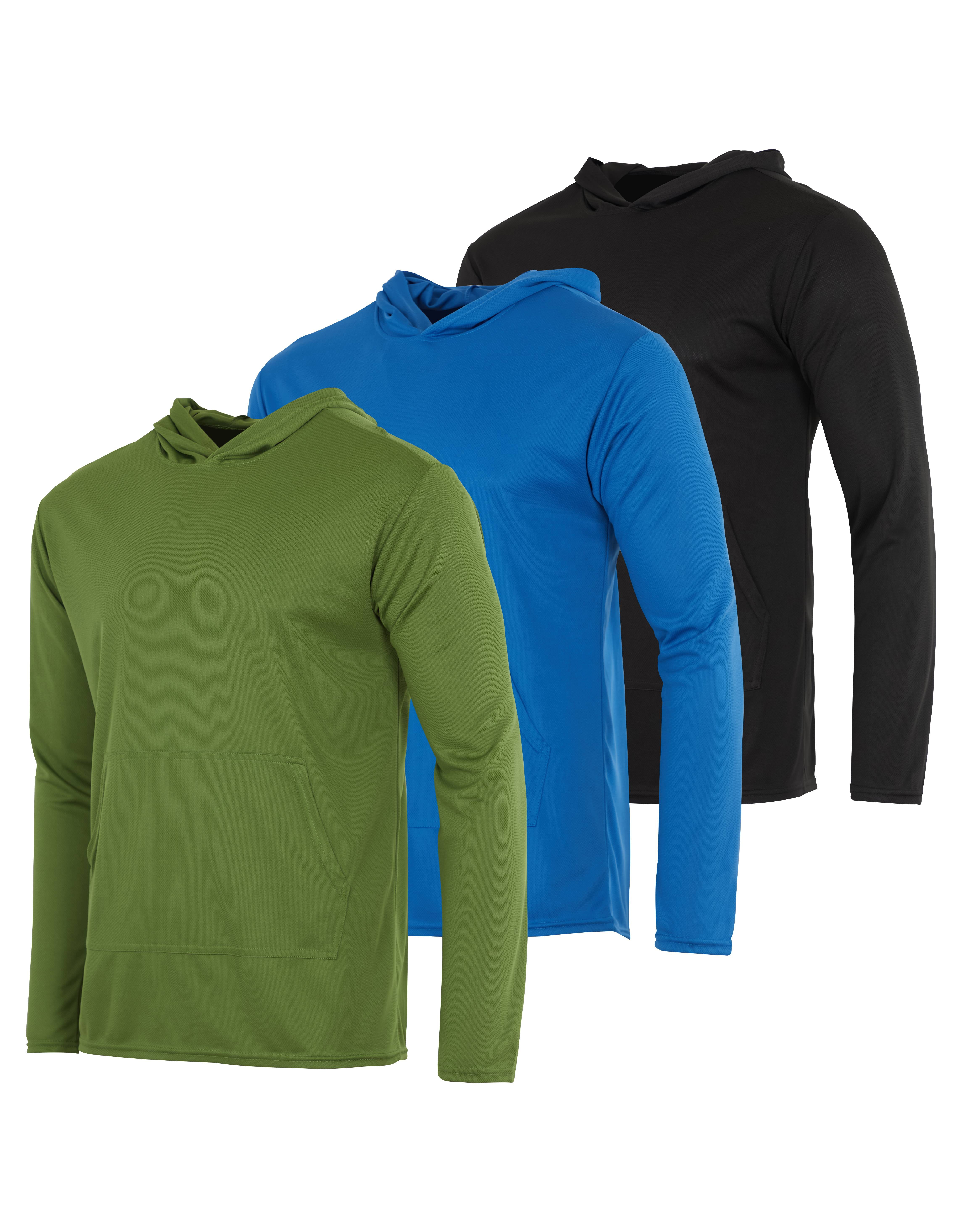 Real Essentials 3 Pack: Men's Mesh Long Sleeve Athletic Pullover Hoodie ...