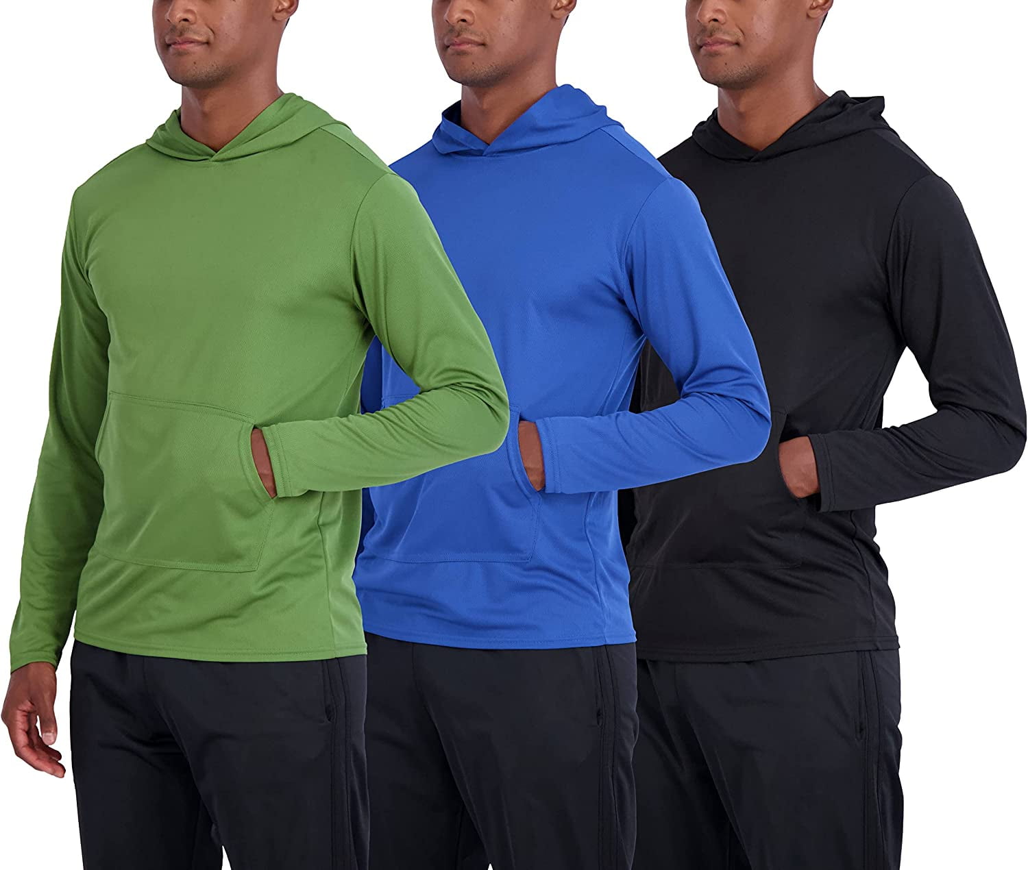 Real Essentials 3 Pack: Men's Mesh Long Sleeve Athletic Pullover Hoodie ...