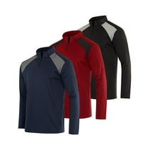 Real Essentials 3 Pack: Men's Dry-Fit Active Quarter Zip Long Sleeve ...